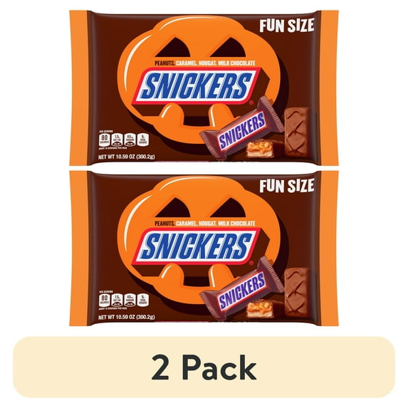 (2 pack) Snickers Fun Size Halloween Chocolate Candy Bars, 10.59 oz Bag ...