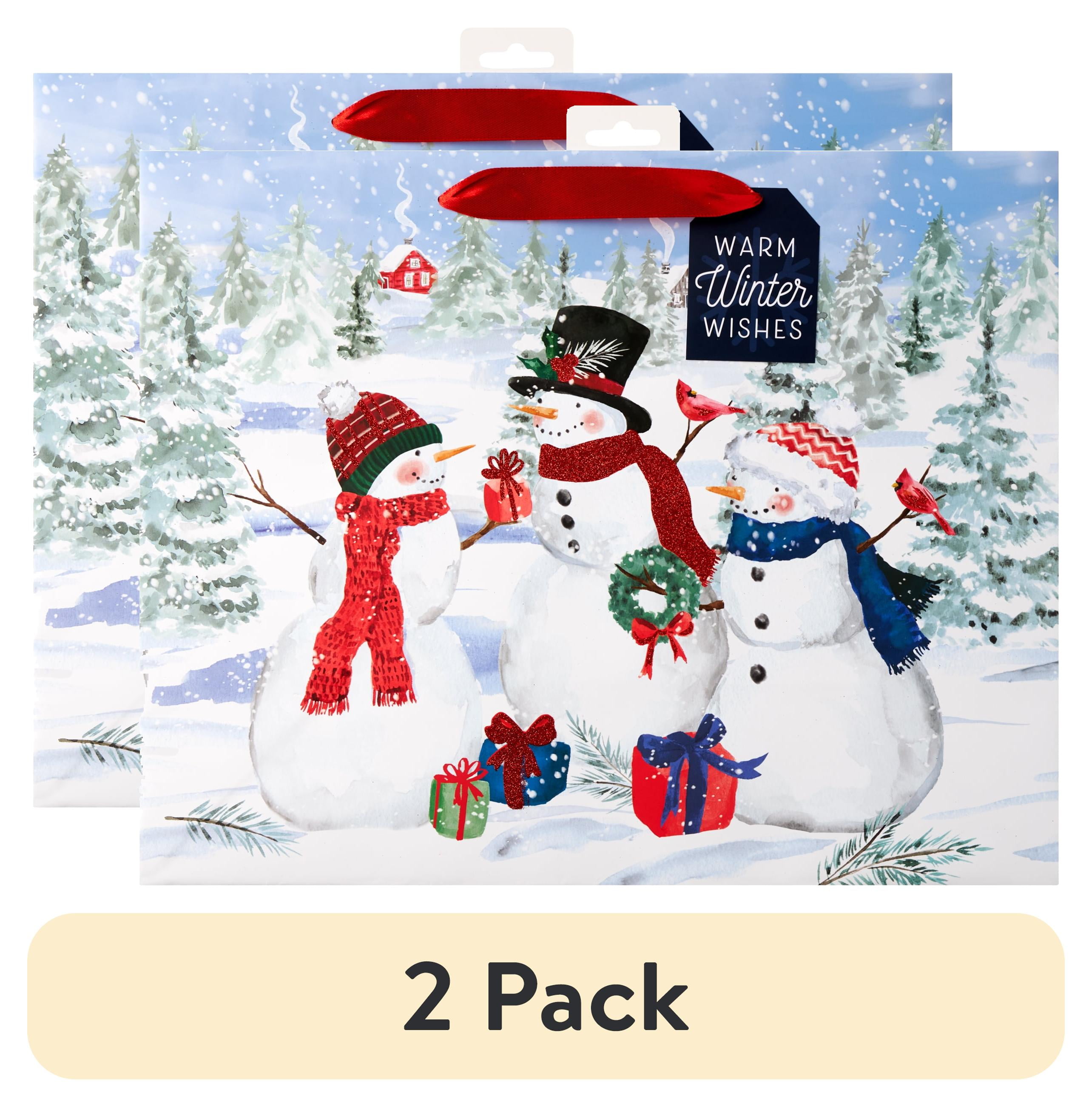 (2 pack) Snowman Family Christmas Gift Bag, 7 in x 16 in x 12.75 in, by Holiday Time - Walmart.com