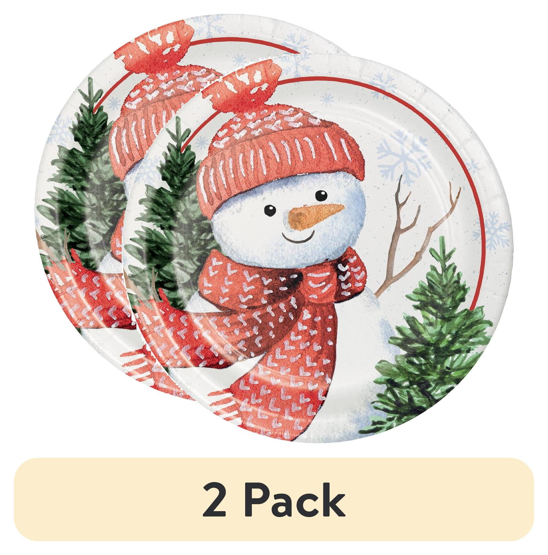 (2 pack) Snowman Round Disposable Paper Plates 9" Multicolor 20 Count ...