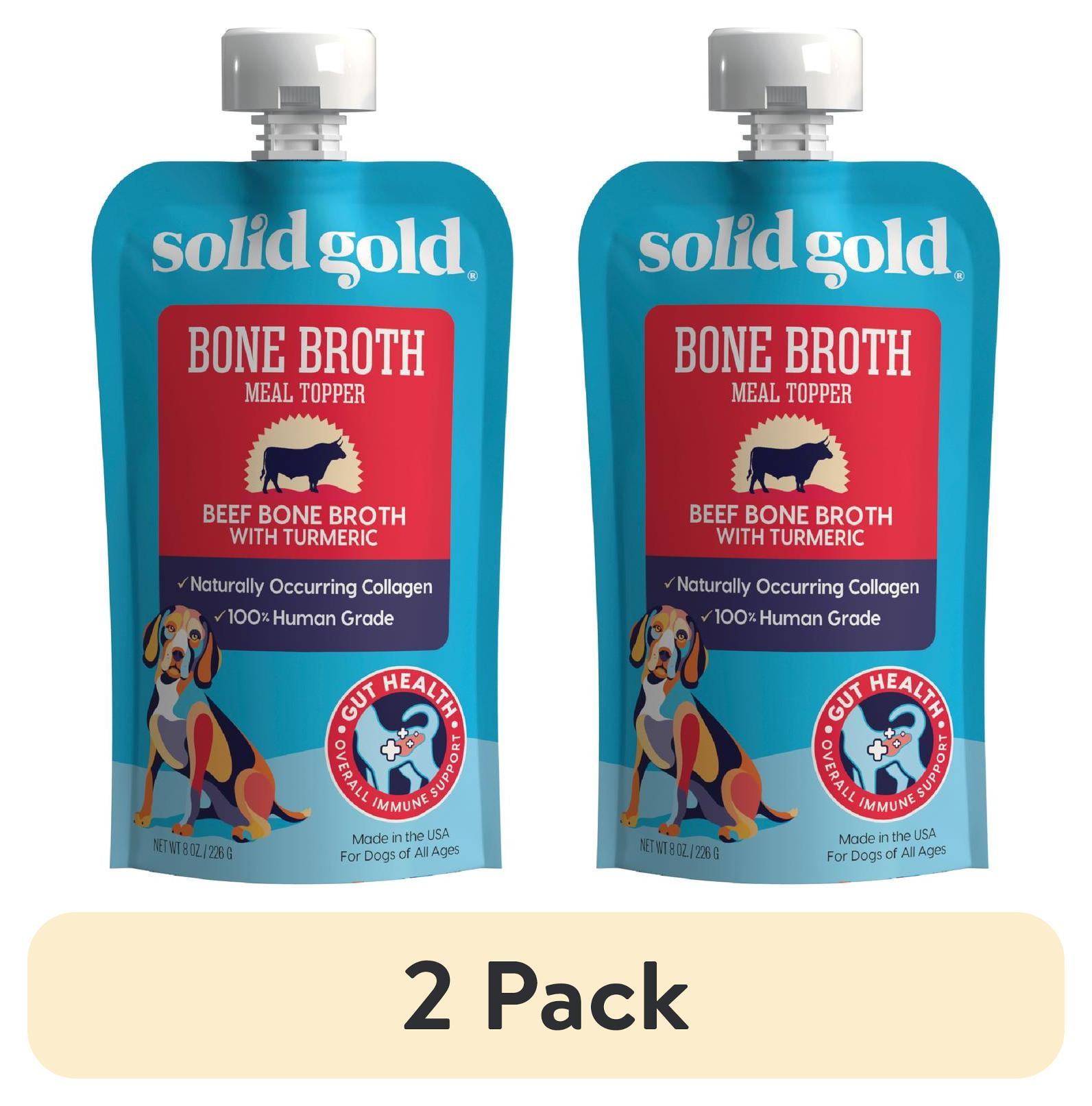 (2 pack) Solid Gold Bone Broth Meal Topper for Dogs, Grain-Free, Beef ...