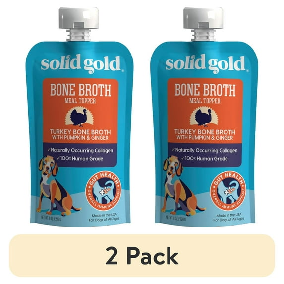 (2 pack) Solid Gold Bone Broth Meal Topper for Dogs, Grain-Free, Turkey Flavor, 8 oz - Walmart.com
