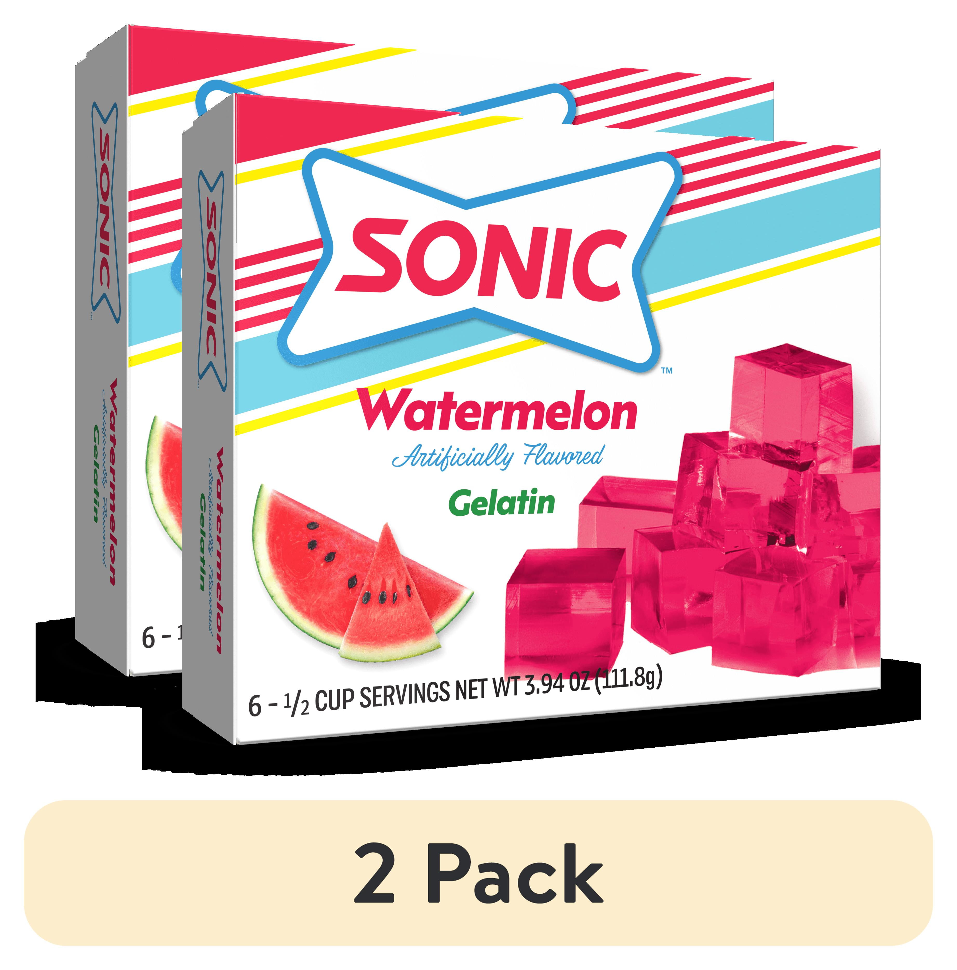 (2 pack) Sonic Watermelon Gelatin Mix, 6 Servings, 3.94 oz Shelf-Stable ...