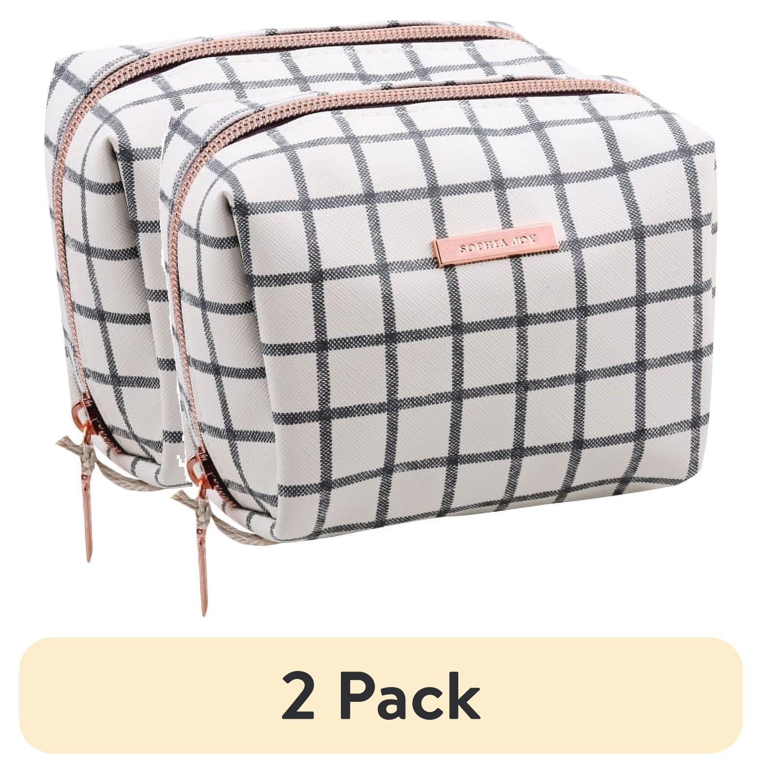 (2 pack) Sophia Joy Small Makeup Bag, Gray & White Checker Pattern, 12 ...