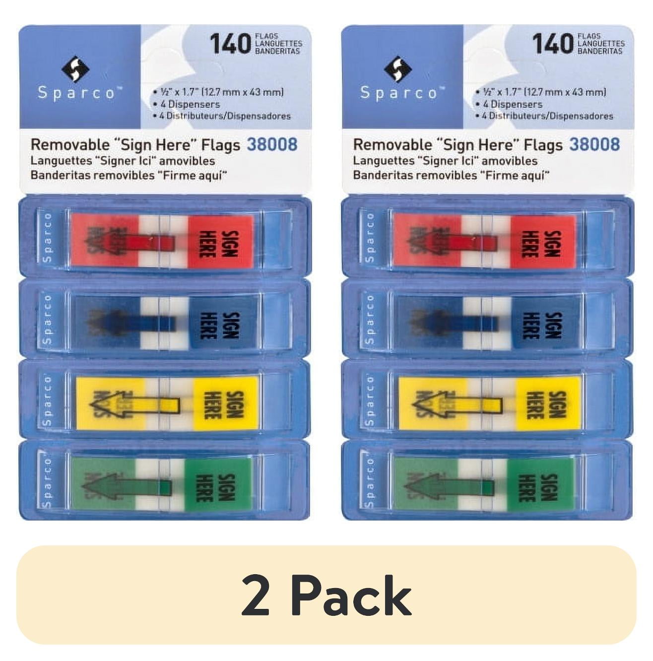 (2 pack) Sparco, SPR38008, "Sign Here" Preprinted Self-stick Flags, 140 ...