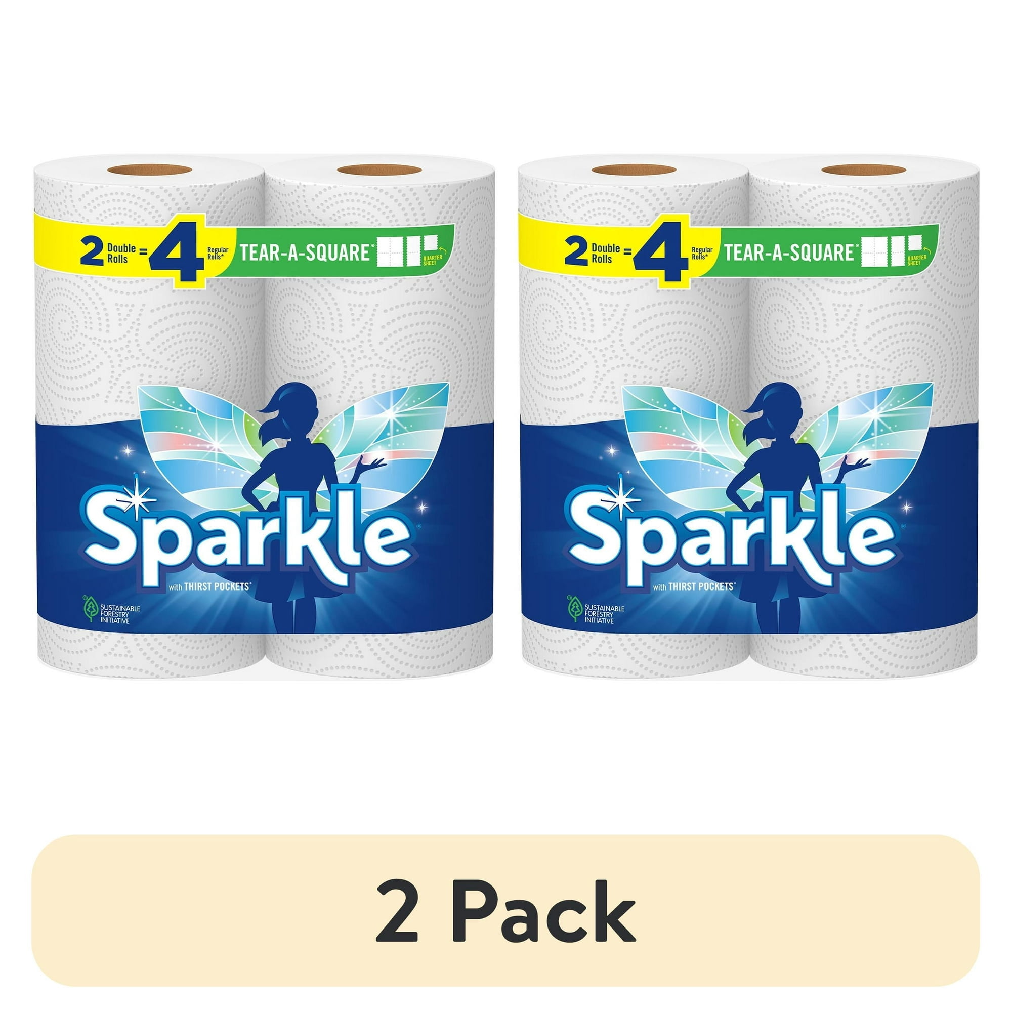 (2 pack) Sparkle Tear-A-Square Paper Towels, 2 Double Rolls, 110 Sheets ...