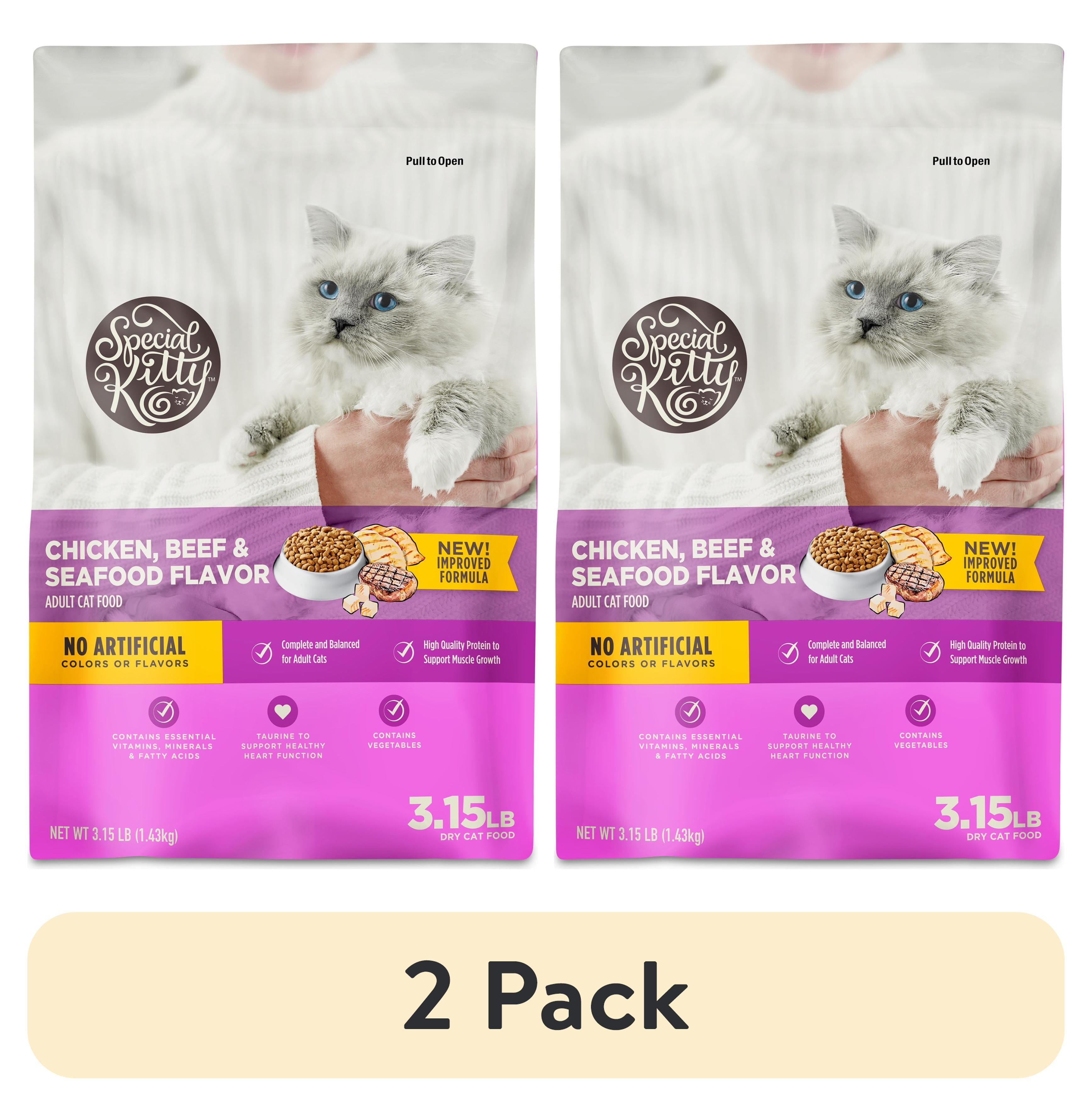 (2 pack) Special Kitty Chicken, Beef, & Seafood Flavor Dry Cat Food, 3. ...