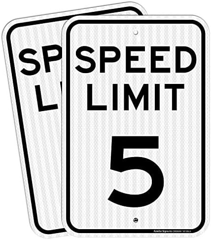 (2 pack) Speed Limit 5 MPH Sign, 18 x 12 Inches Engineer Grade ...