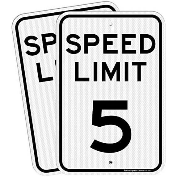 (2 pack) Speed Limit 5 MPH Sign, 18 x 12 Inches Engineer Grade ...