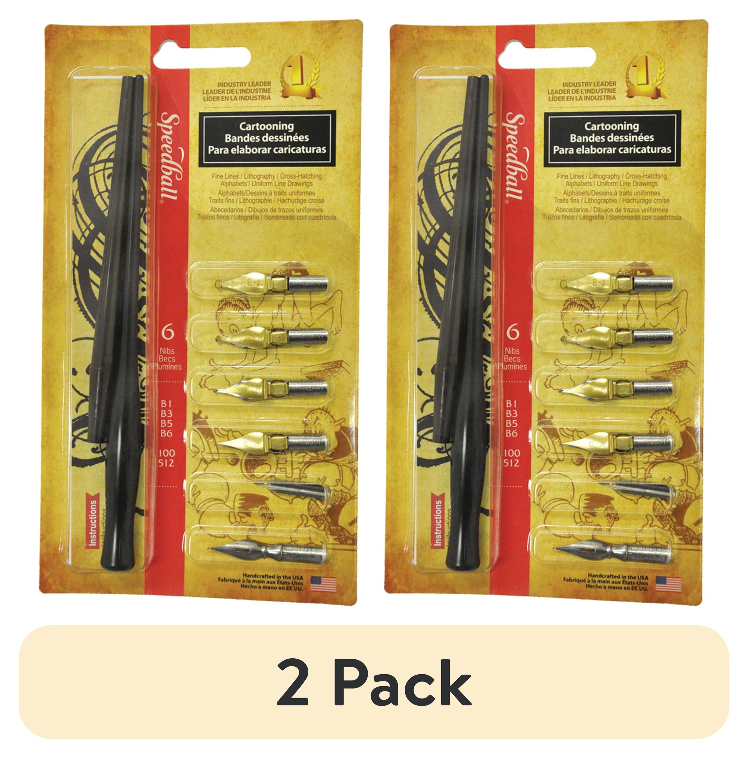 (2 pack) Speedball Cartooning Pen Set, 6 Dip Pen Nibs & 2 Holders ...