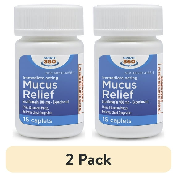 (2 pack) Spirit 360 Fast Acting Mucus and Phlegm Relief ,15 Caplets ...