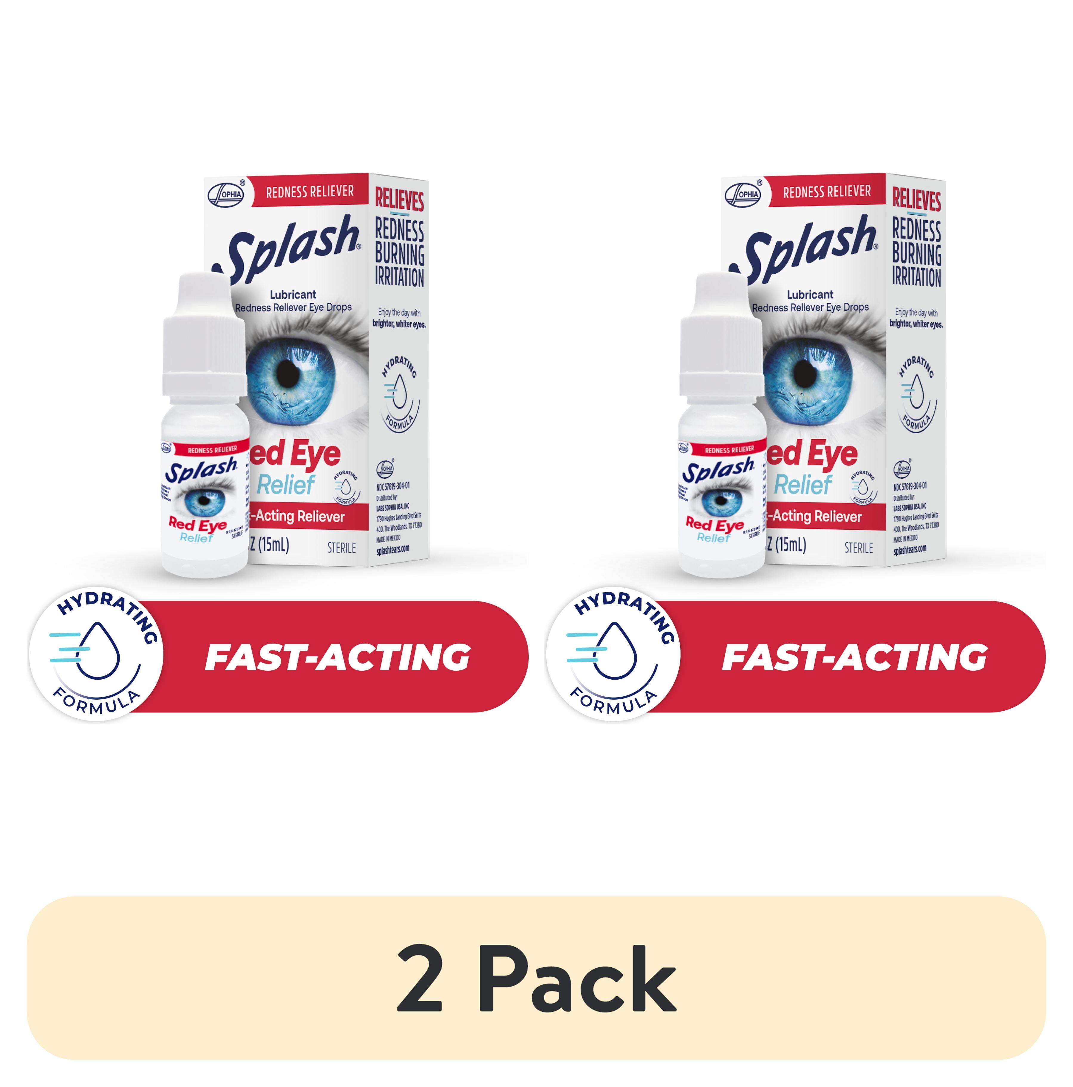 (2 pack) Splash Redness Reliever Drops for Fast-Acting Whiter Eyes ...