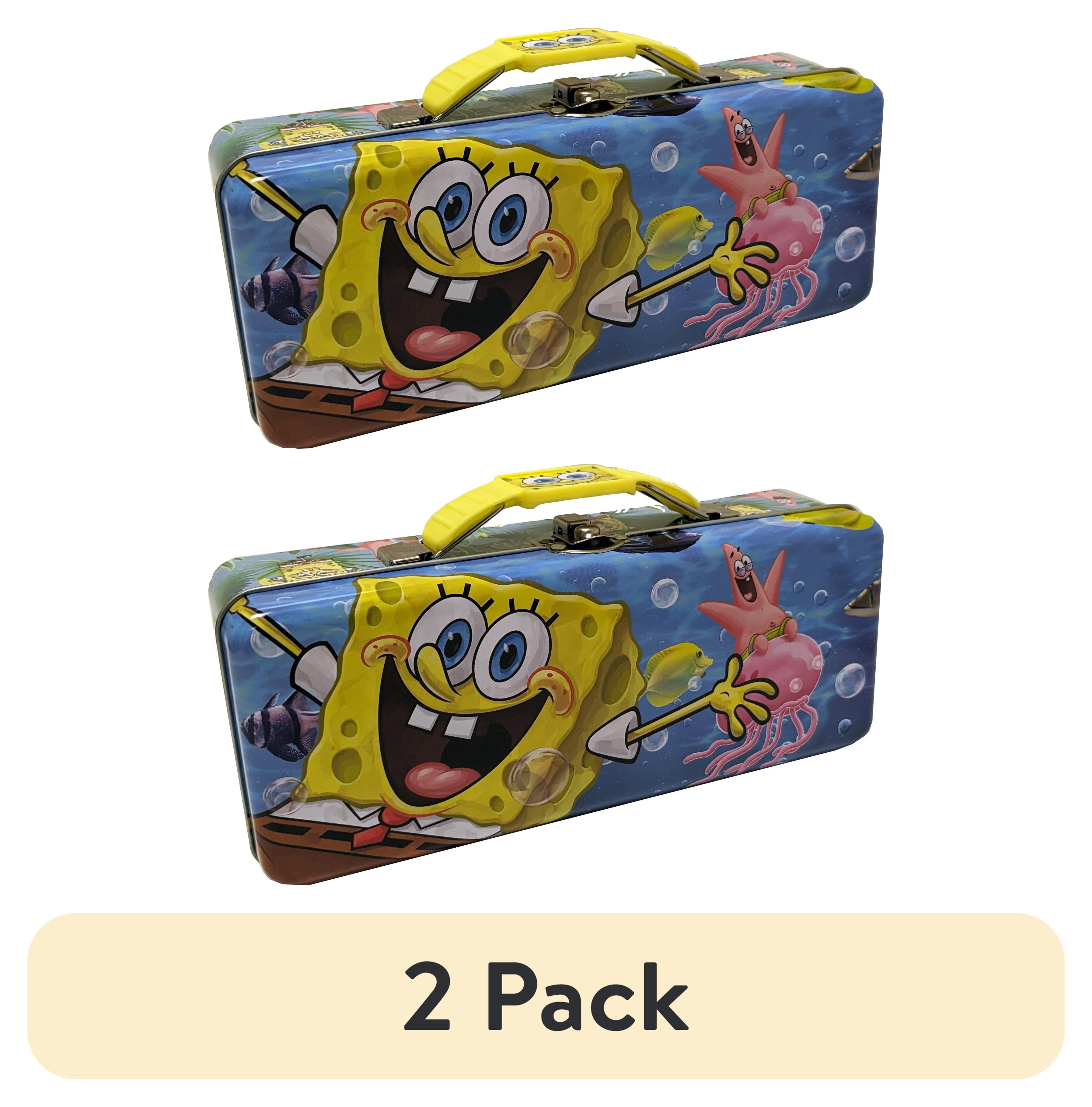 (2 pack) Sponge Bob Tote Tin Box with Clasp and Handle - Walmart.com