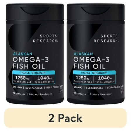 Sports Research Omega-3 Fish Oil Supplement, 150 Softgels, 1055mg with ...