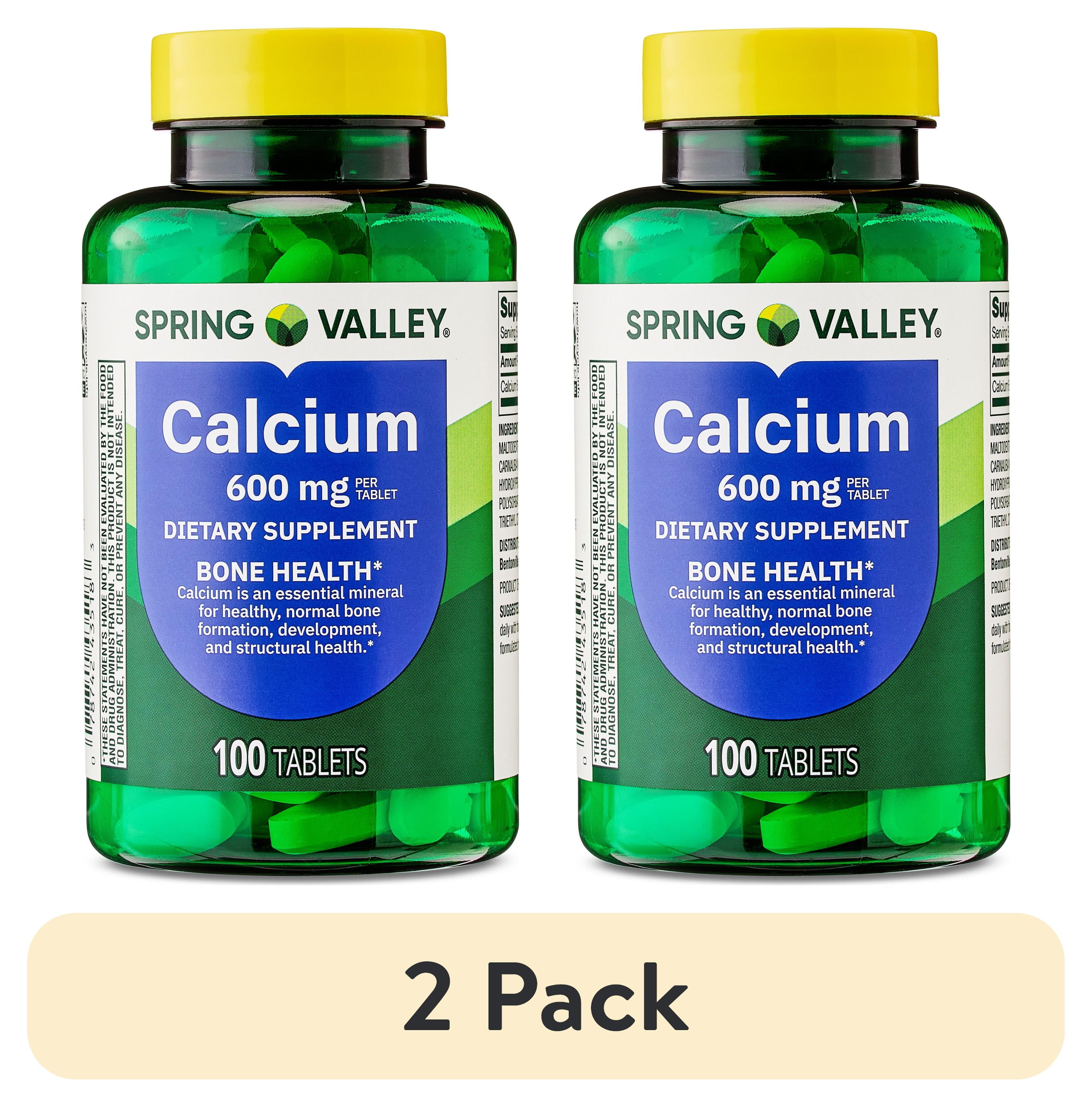 (2 pack) Spring Valley Calcium Bone Health Dietary Supplement Tablets ...