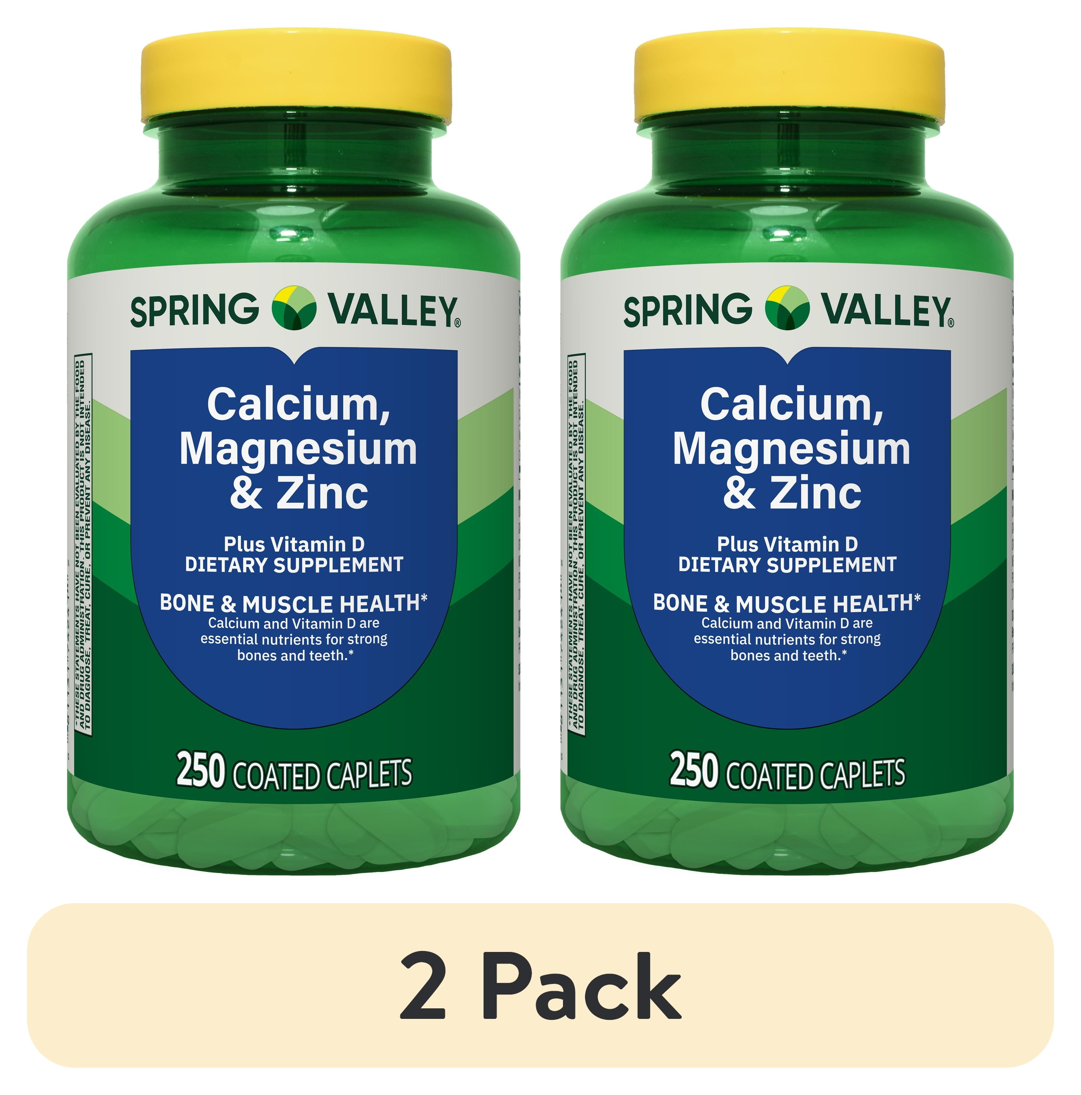 (2 pack) Spring Valley Calcium, Magnesium & Zinc Plus Vitamin D3 Coated ...