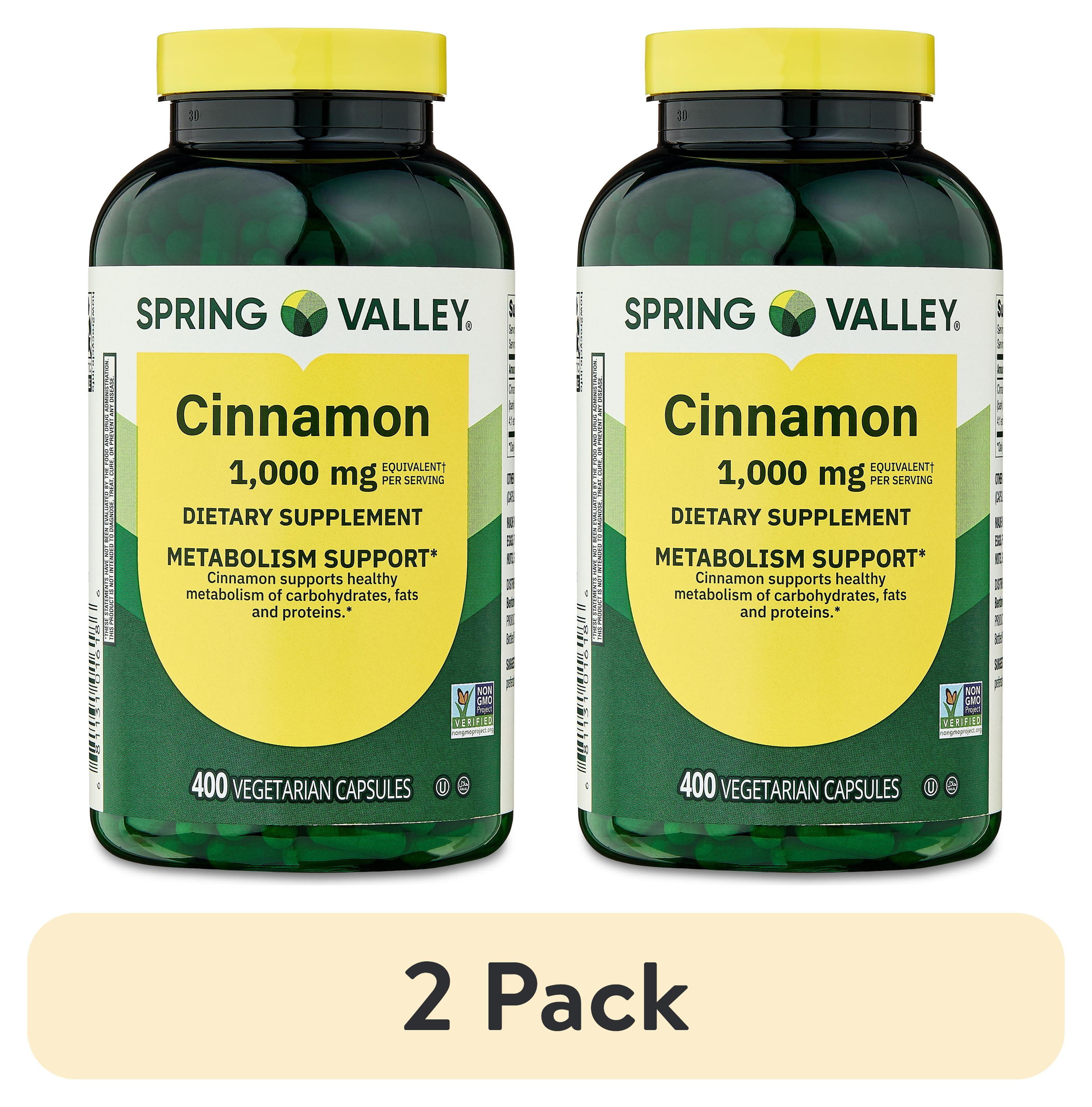 (2 pack) Spring Valley Cinnamon Dietary Supplement Vegetarian Capsules ...