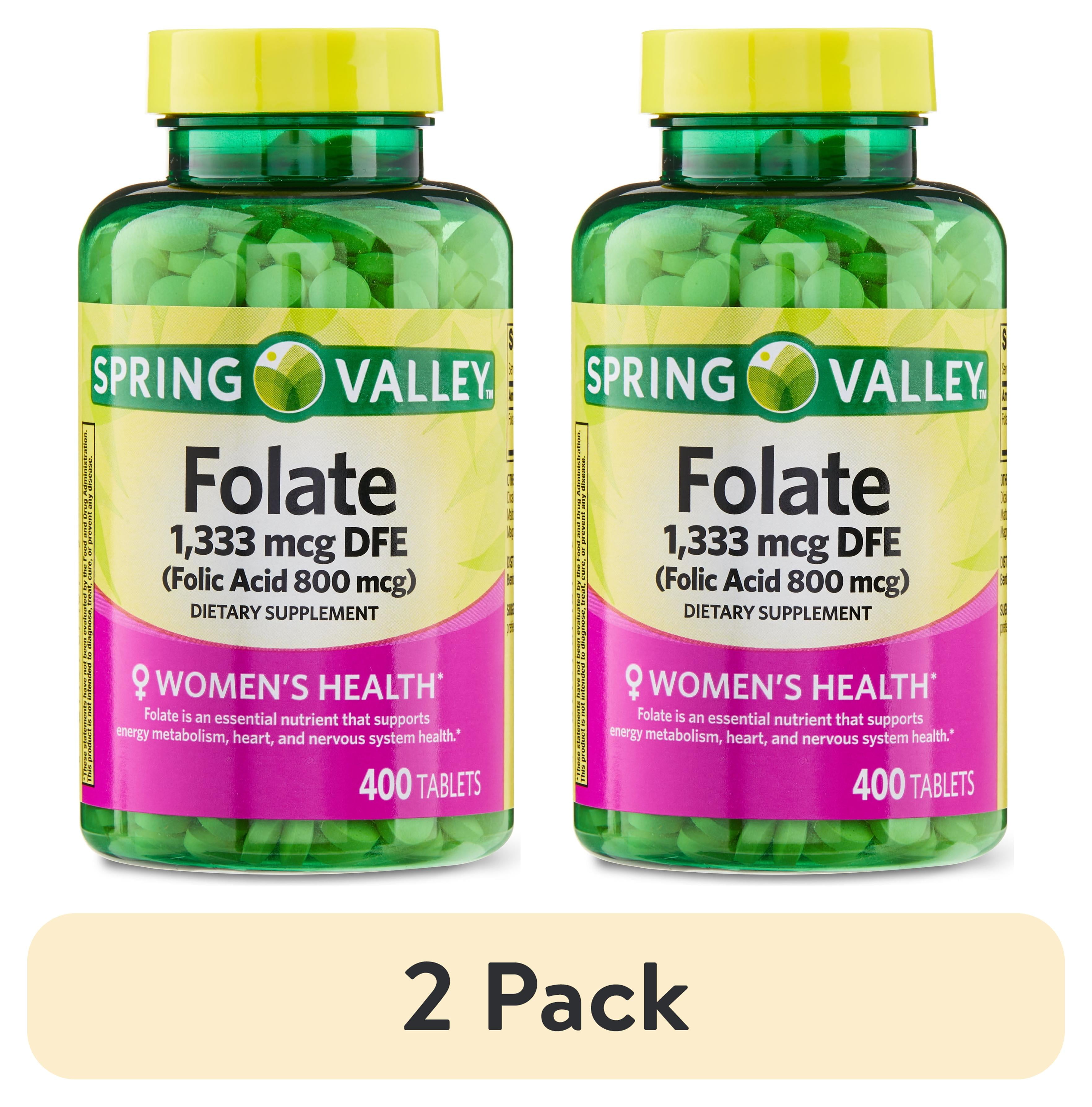 Brandclub - (2 pack) Spring Valley Folate Dietary Supplement, 1,333 mcg ...