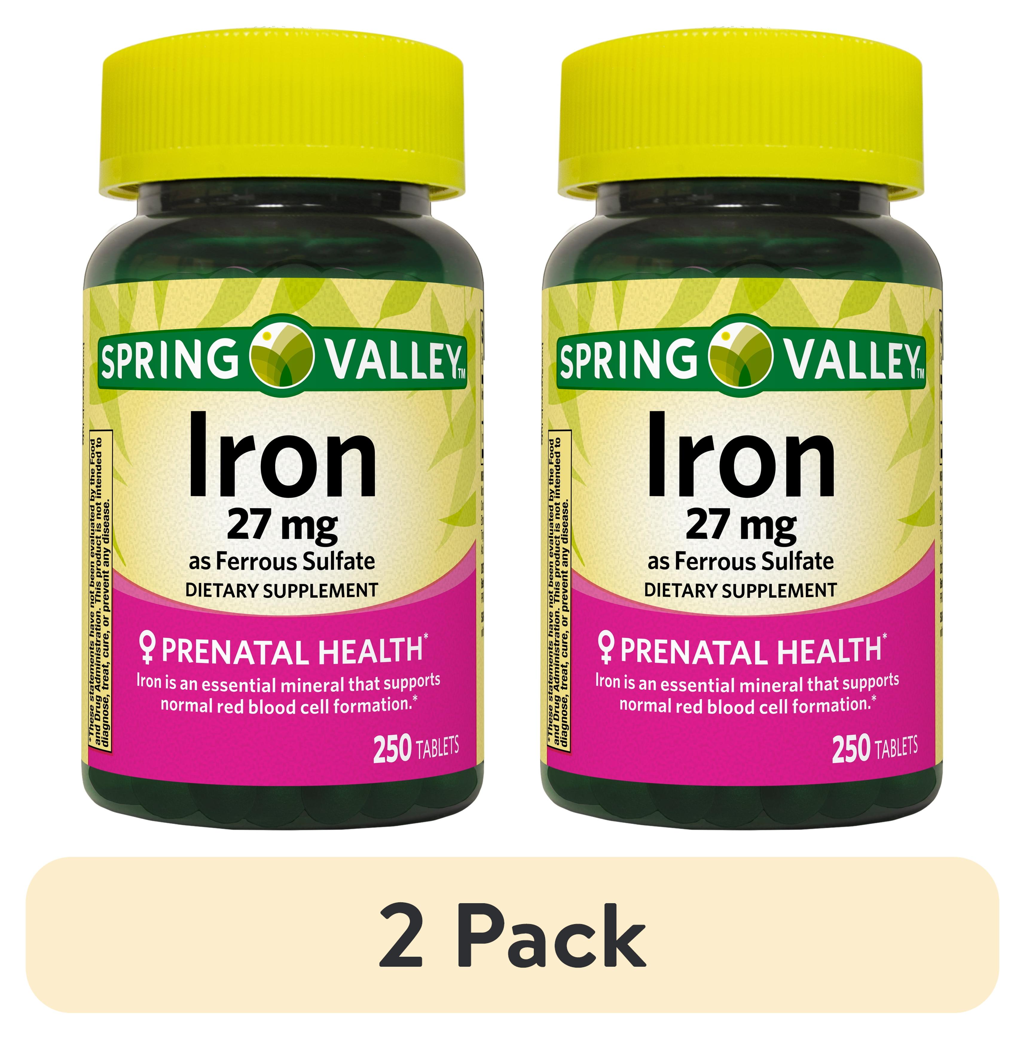 (2 pack) Spring Valley Iron Prenatal Health Dietary Supplement Tablets ...