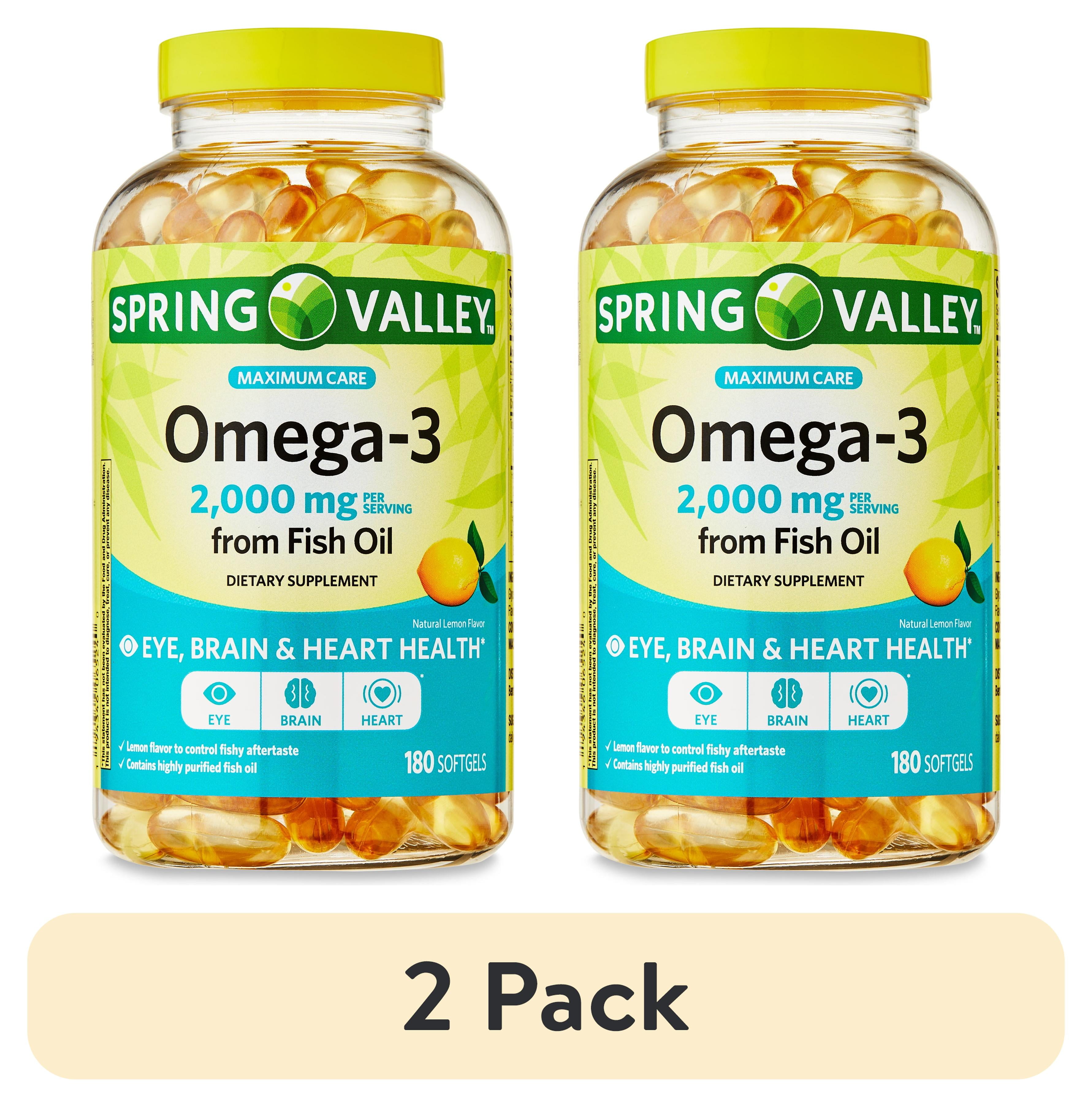 (2 pack) Spring Valley Maximum Care Omega-3 from Fish Oil Dietary Supplement Softgels for Eye ...