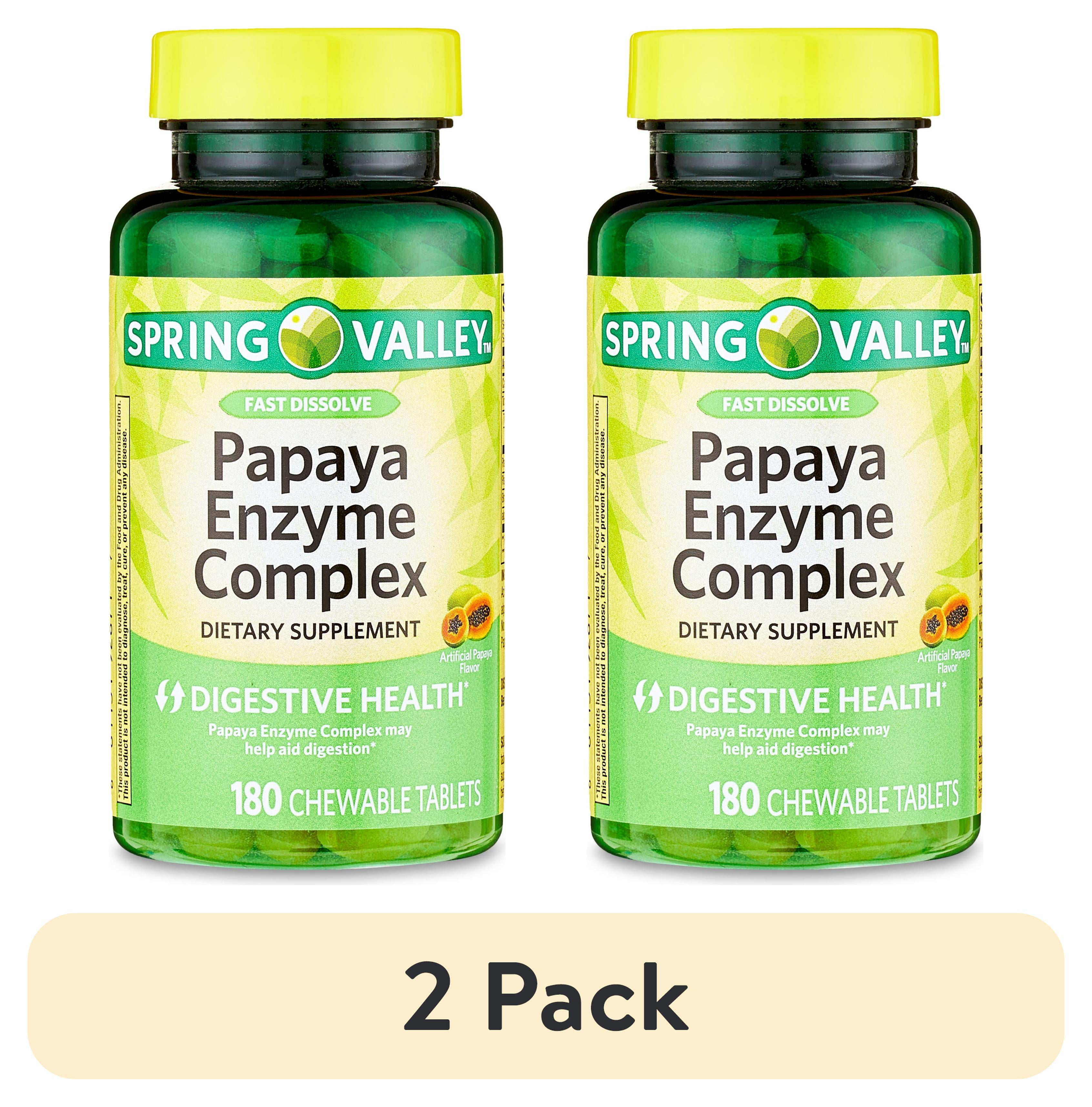 (2 pack) Spring Valley Papaya Enzyme Complex Chewable Tablets Dietary ...