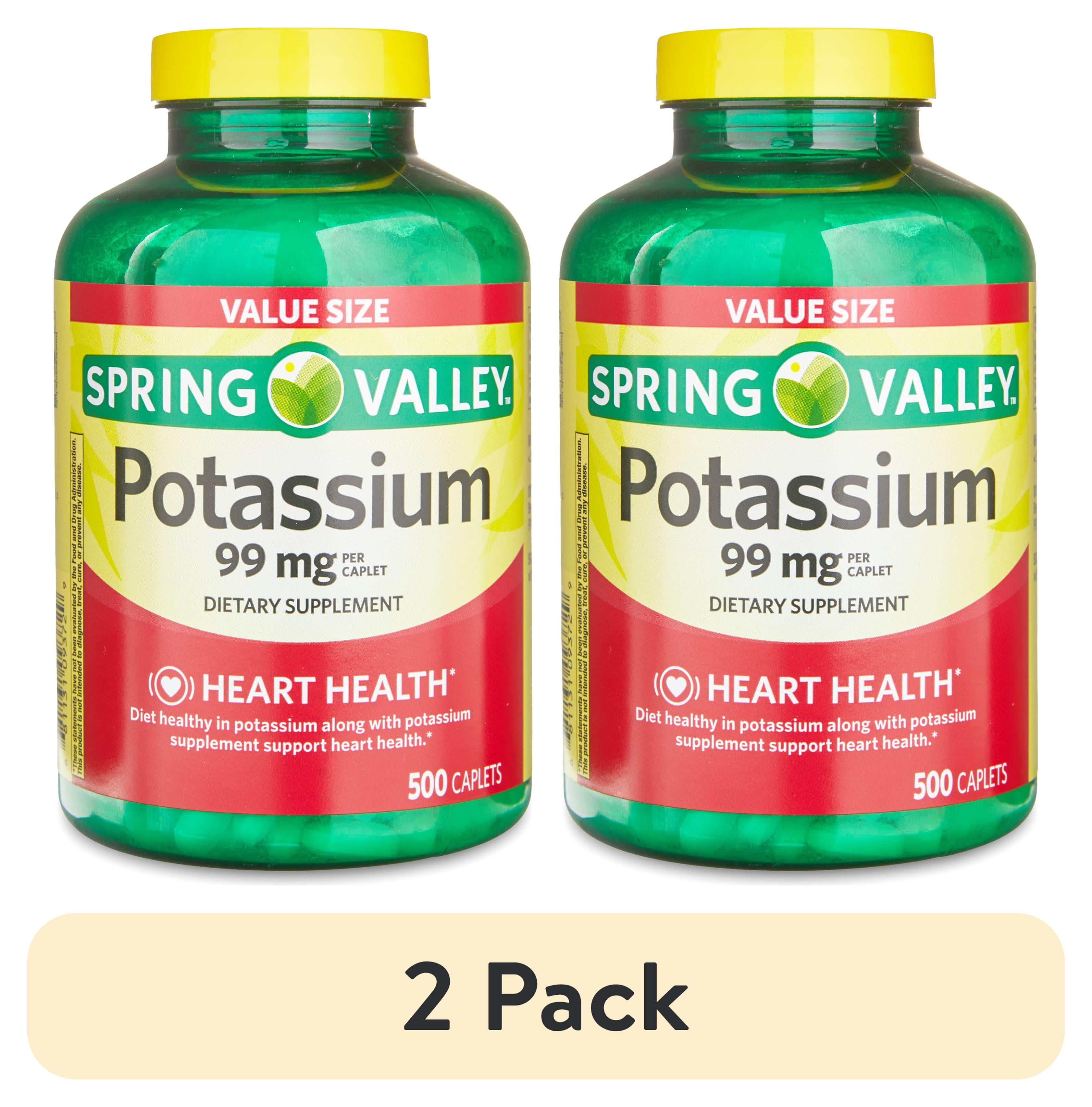 (2 pack) Spring Valley Potassium Caplets Heart Health Dietary ...
