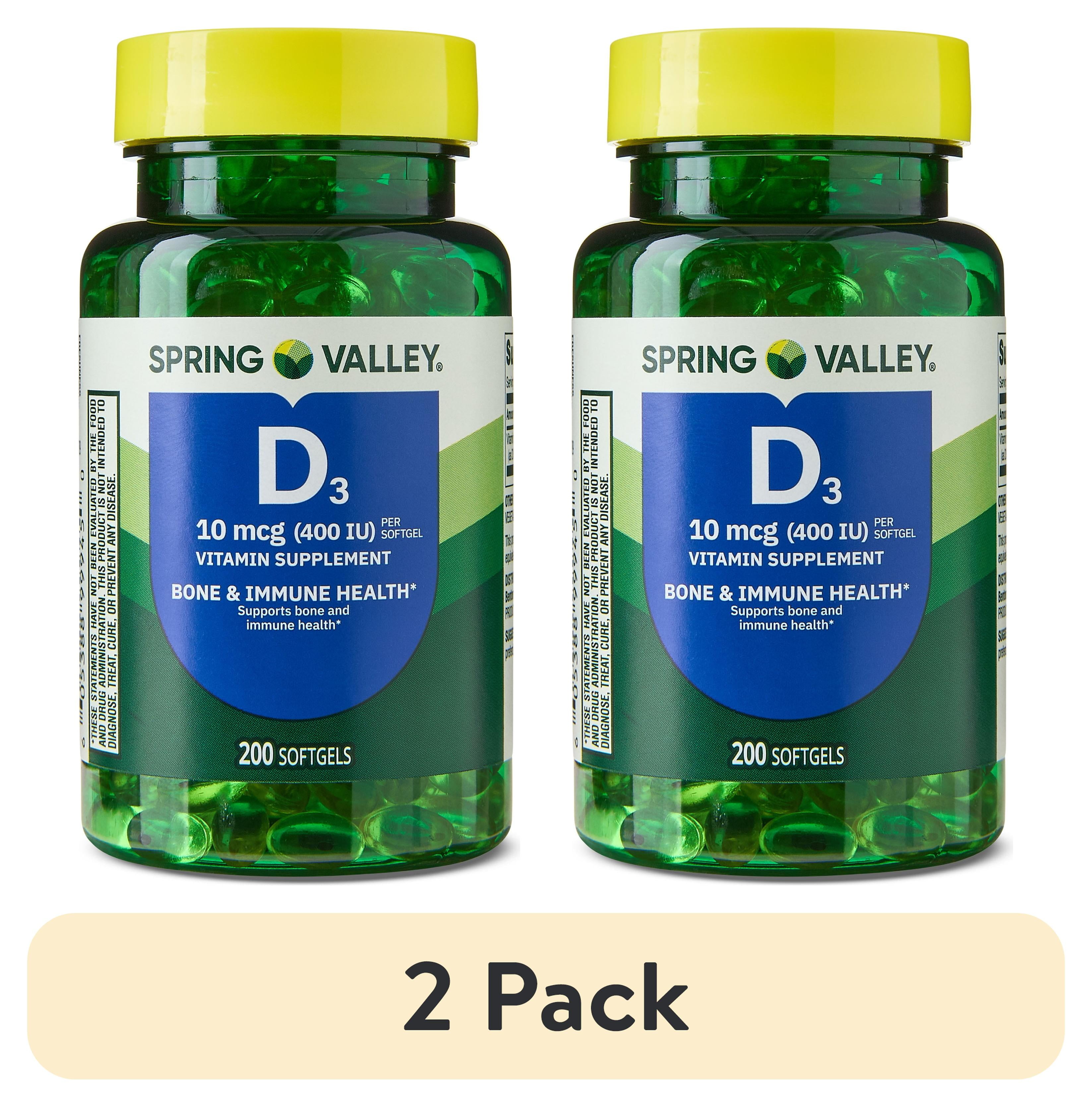 Brandclub - (2 pack) Spring Valley Vitamin D3 Softgels,10 mcg (400 IU ...