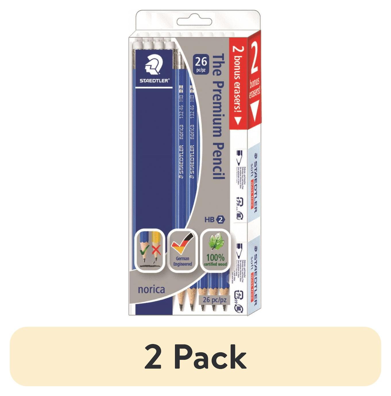 (2 pack) Staedtler HB/#2 Wood Pencils with Eraser, Bonus 24 Pack + 2 ...