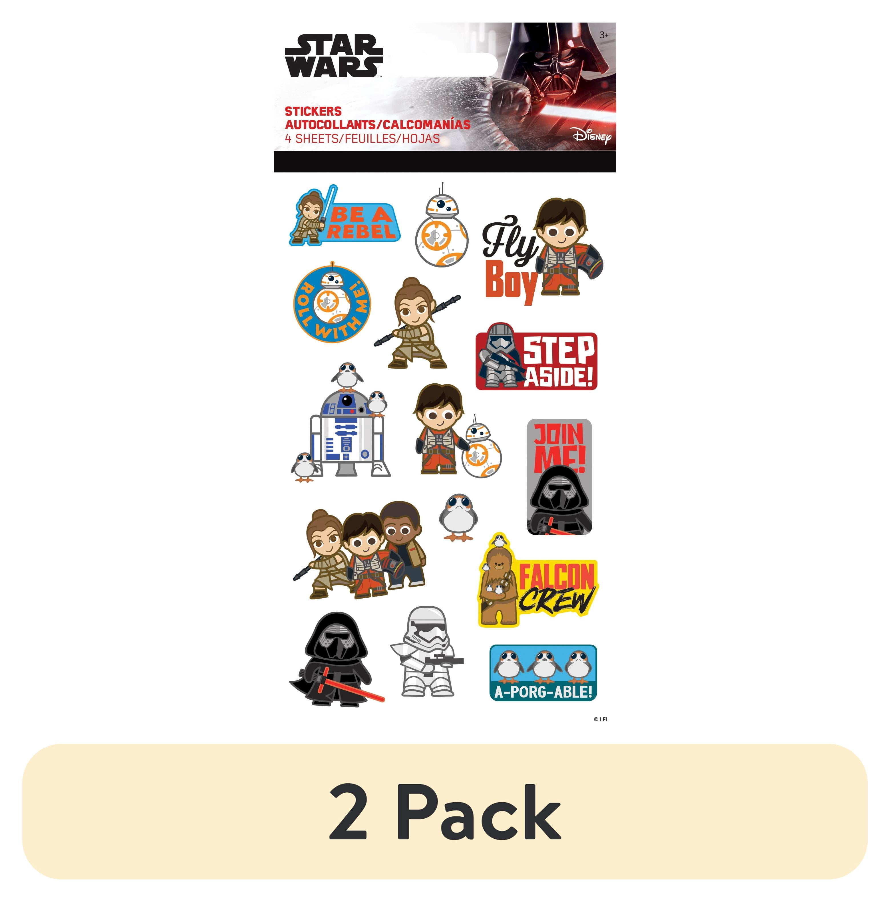 (2 pack) Star Wars - Sticker Fun Standard Sticker - 4 sheet - Walmart.com