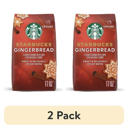 (2 pack) Starbucks Gingerbread Naturally Flavored Coffee, 100% Arabica ...