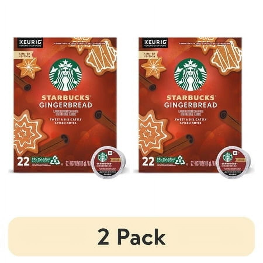 (2 pack) Starbucks Gingerbread Naturally Flavored Coffee, Keurig K-Cup ...