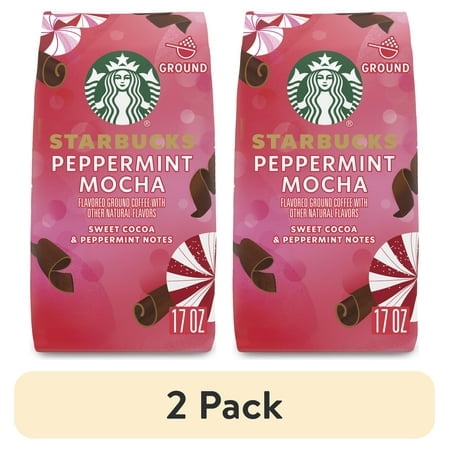 (2 pack) Starbucks Peppermint Mocha Flavored Ground Coffee, 100% ...