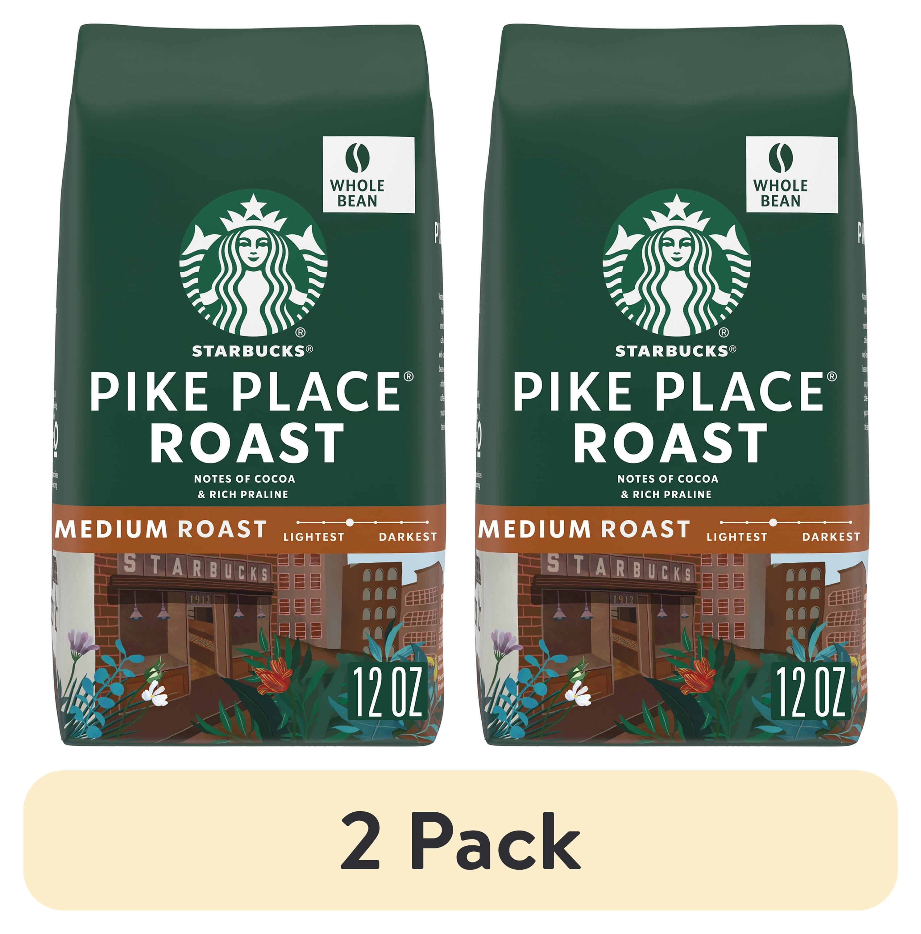 (2 pack) Starbucks Pike Place Roast, Whole Bean Coffee, Medium Roast ...