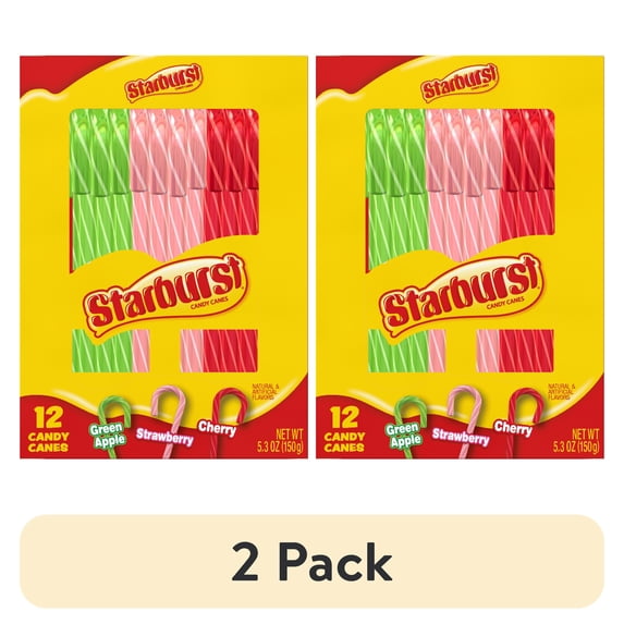(2 pack) Starburst Assorted Fruit Flavors Christmas Holiday Candy Canes ...