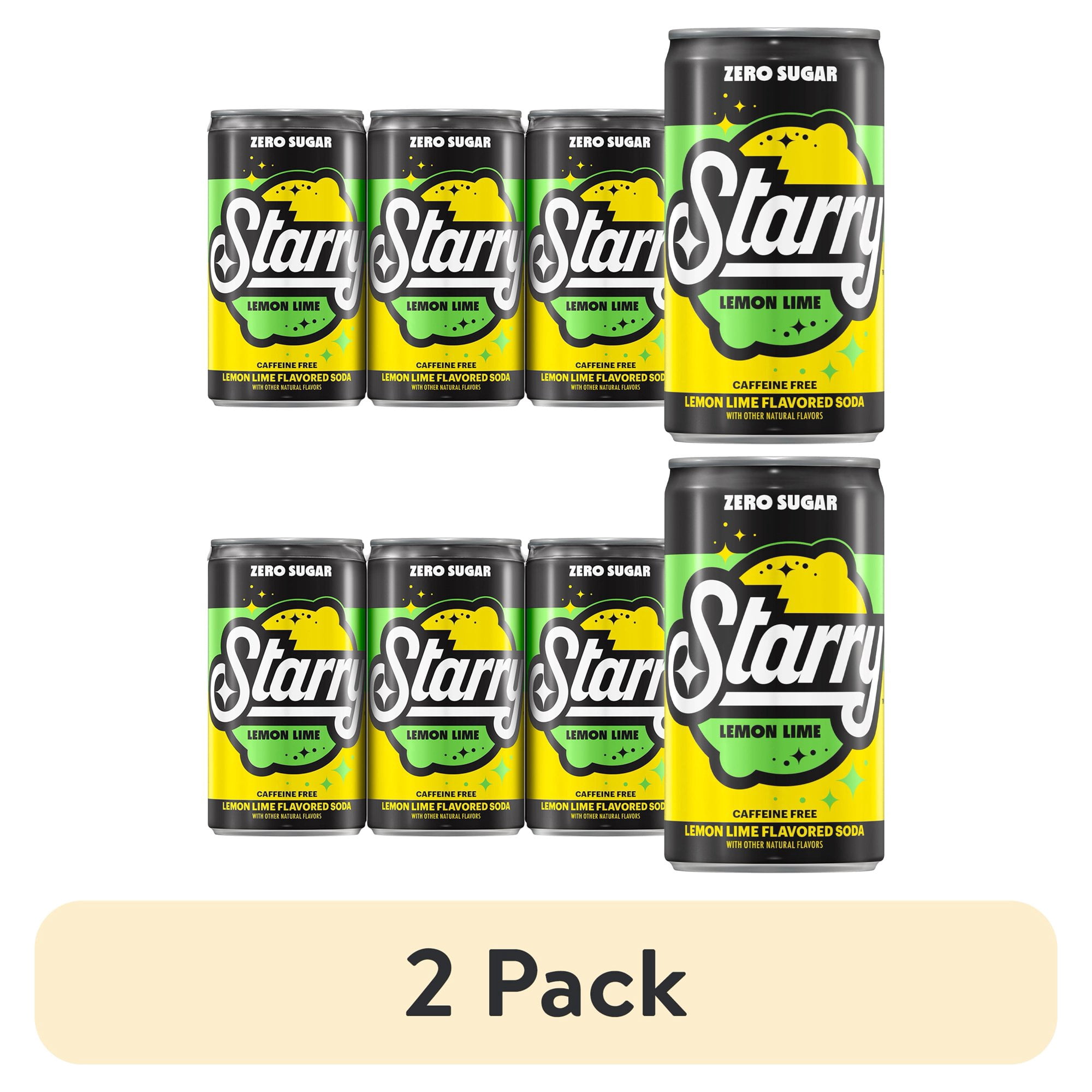 (2 pack) Starry Zero Sugar Lemon Lime Soda Pop, 7.5 fl oz, 6 Pack Mini ...