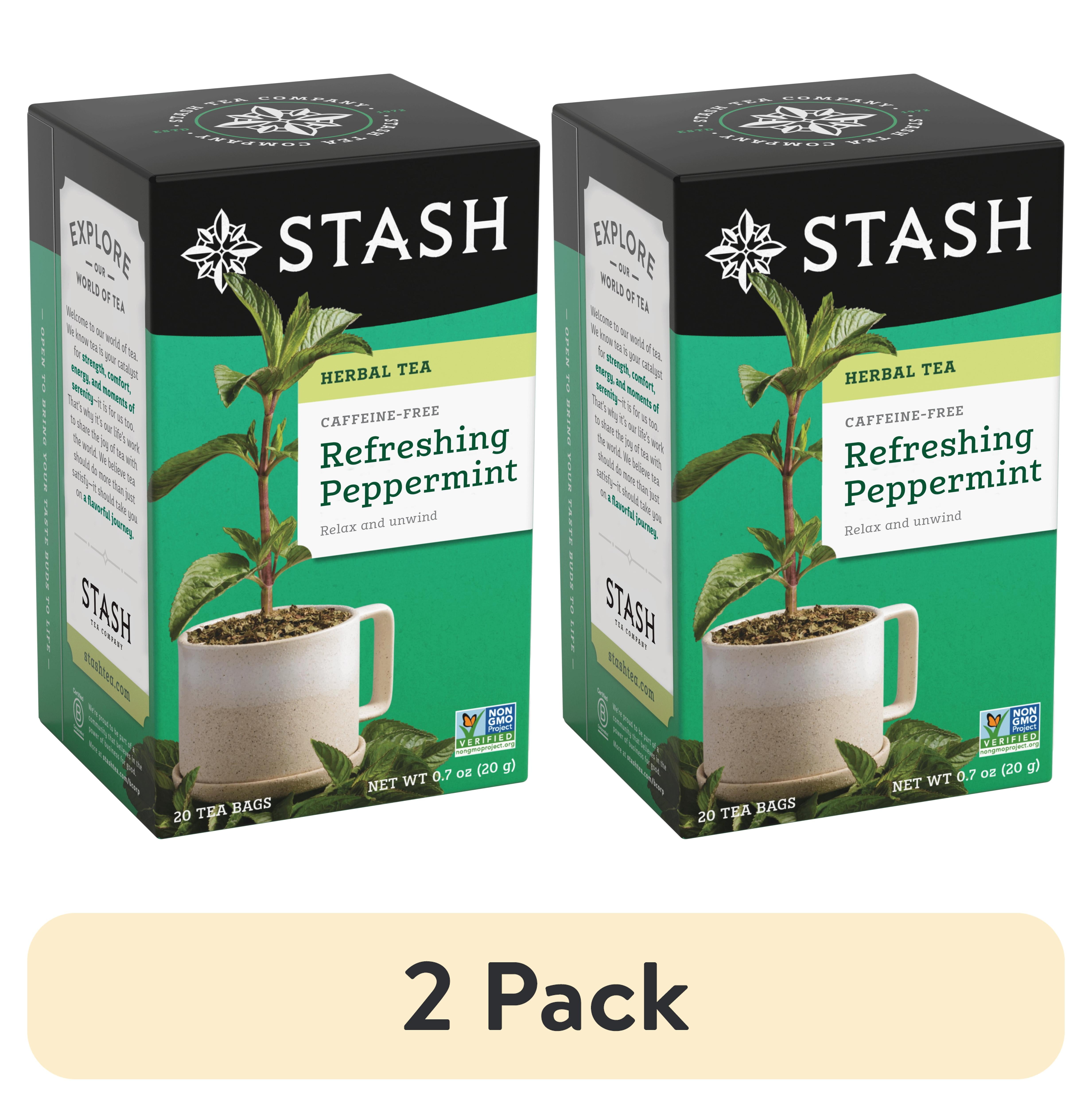 (2 pack) Stash Tea Refreshing Peppermint Herbal Tea Bags, 20 Ct, 0.7 oz ...