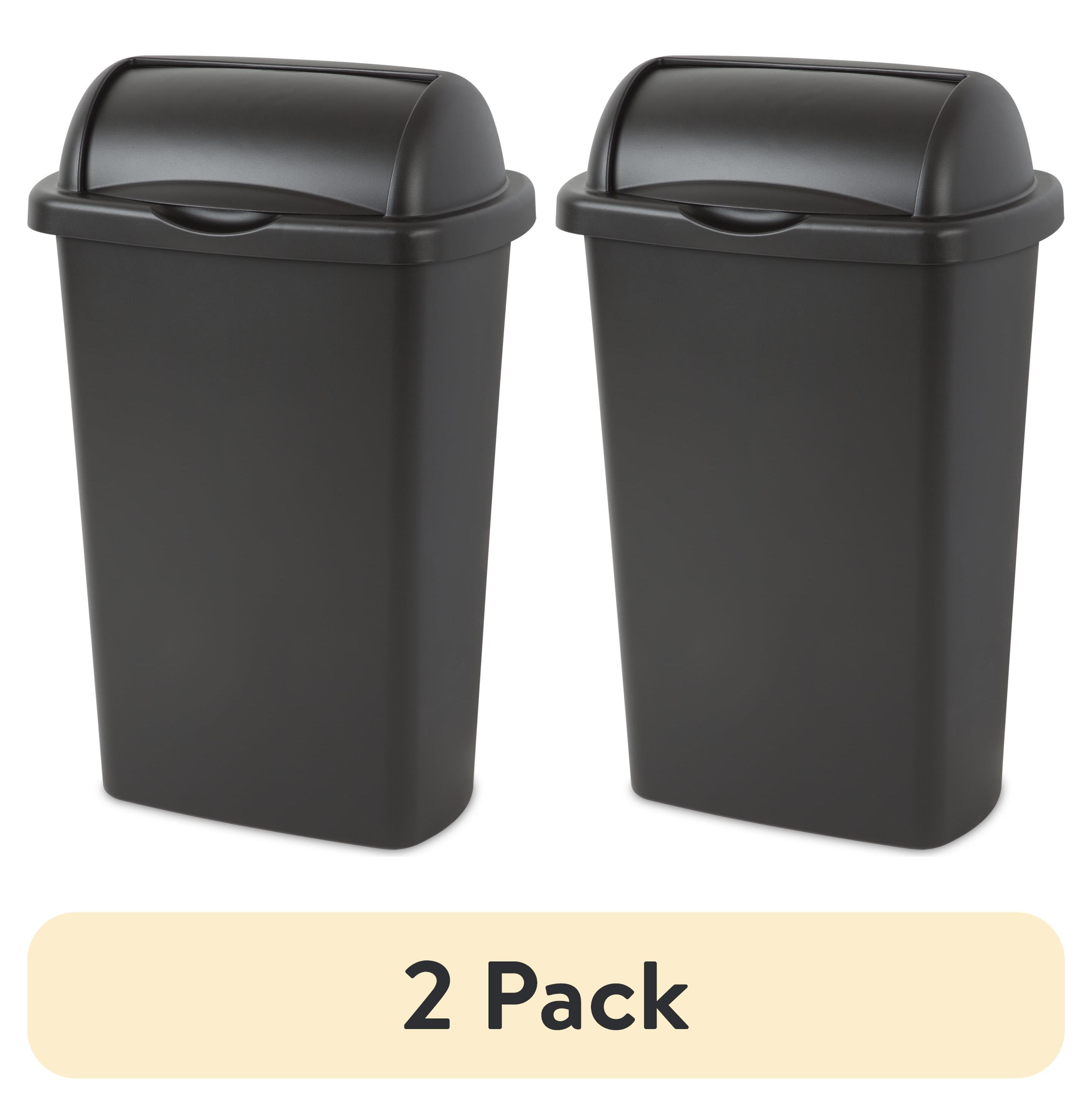 (2 pack) Sterilite Kitchen Trash Can, 13 Gallon Plastic Garbage Bin ...