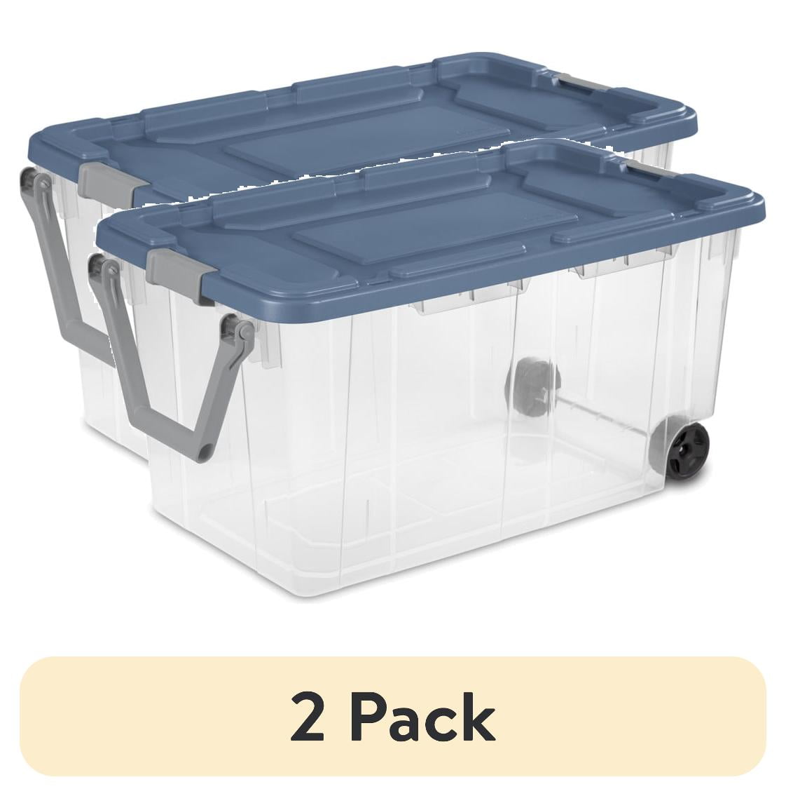(2 pack) Sterilite 160 Qt. Wheeled Storage Box Plastic Adult, Blue ...