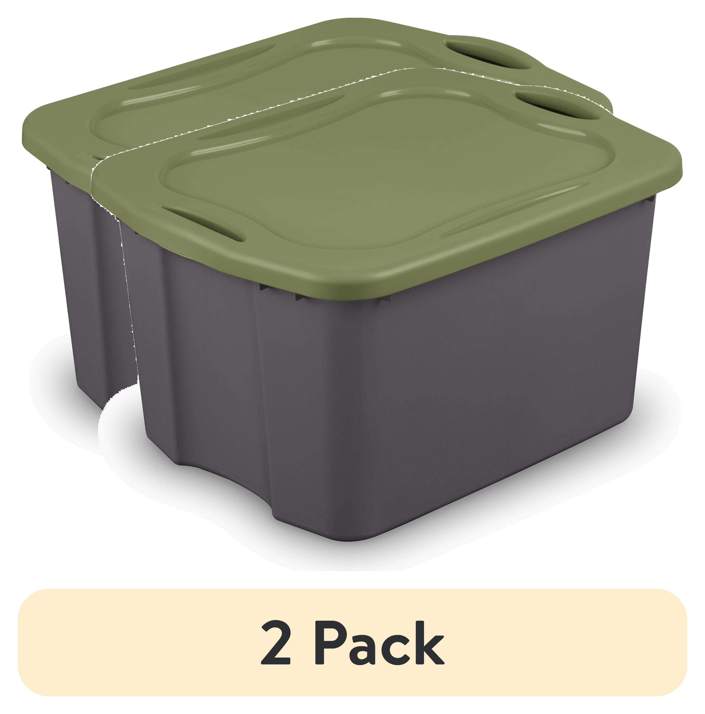 (2 pack) Sterilite 17.5 Gallon EZ Carry Plastic Storage Bin with Full ...