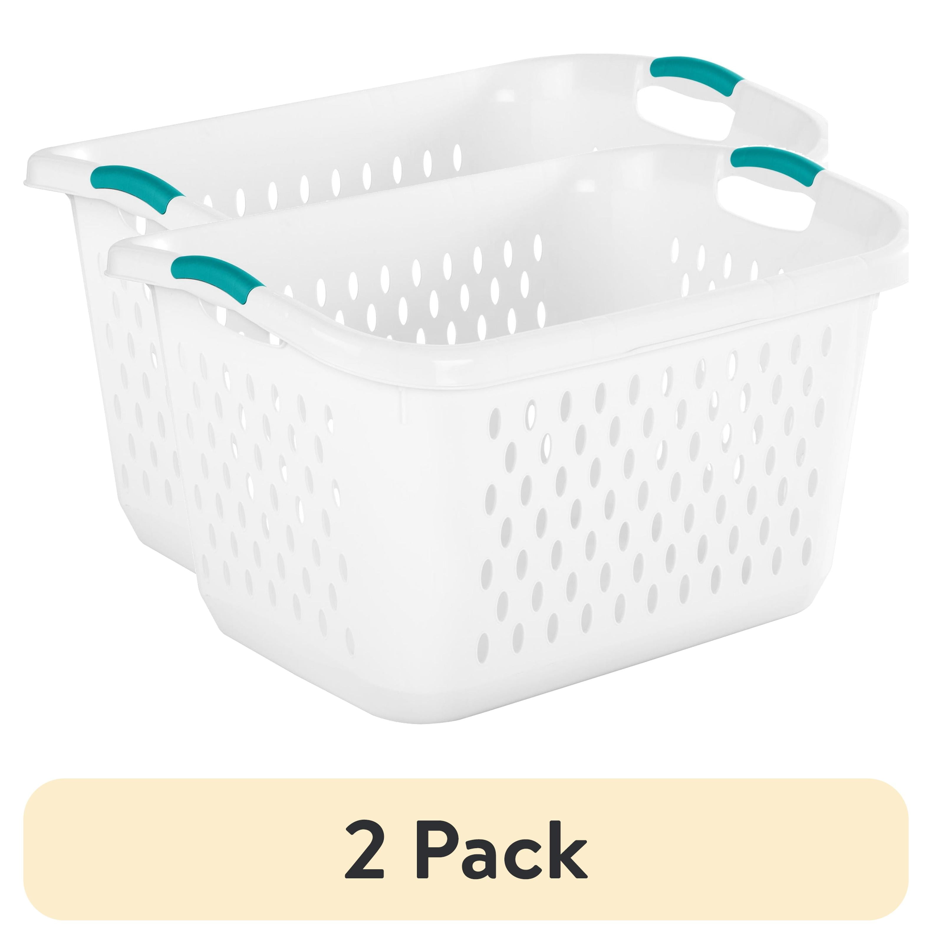 (2 pack) Sterilite 2.7 Bushel Extra Large Plastic Laundry Basket with 2 ...