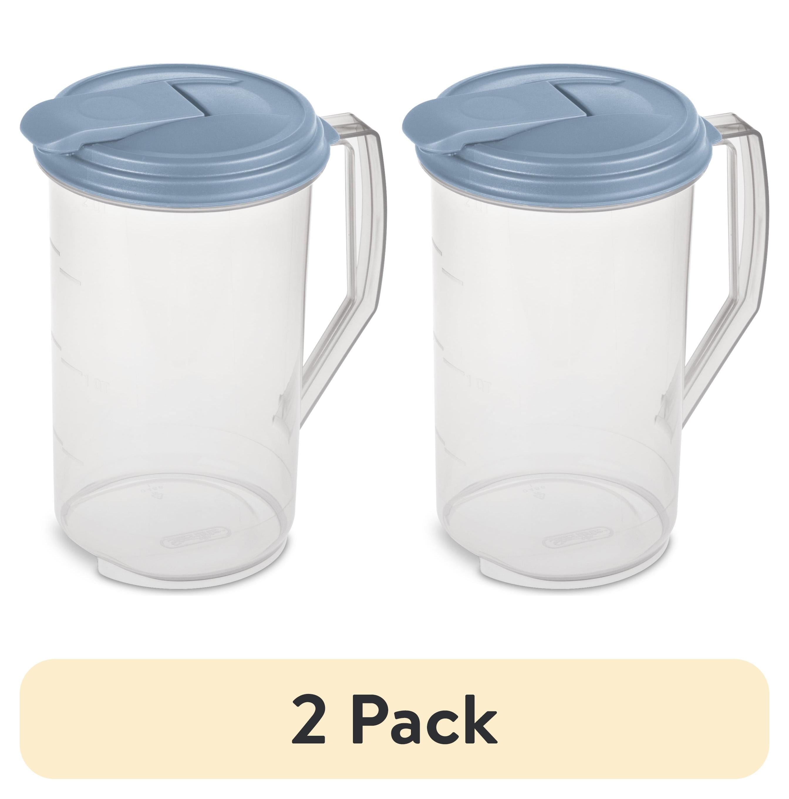(2 pack) Sterilite, Pitcher, 2 Quart Round Pitcher, Clear Plastic, Flip ...