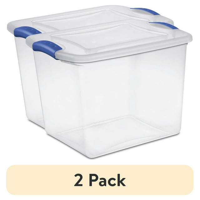 (2 pack) Sterilite Small Storage Bin, 27 Quart Clear Plastic Storage ...