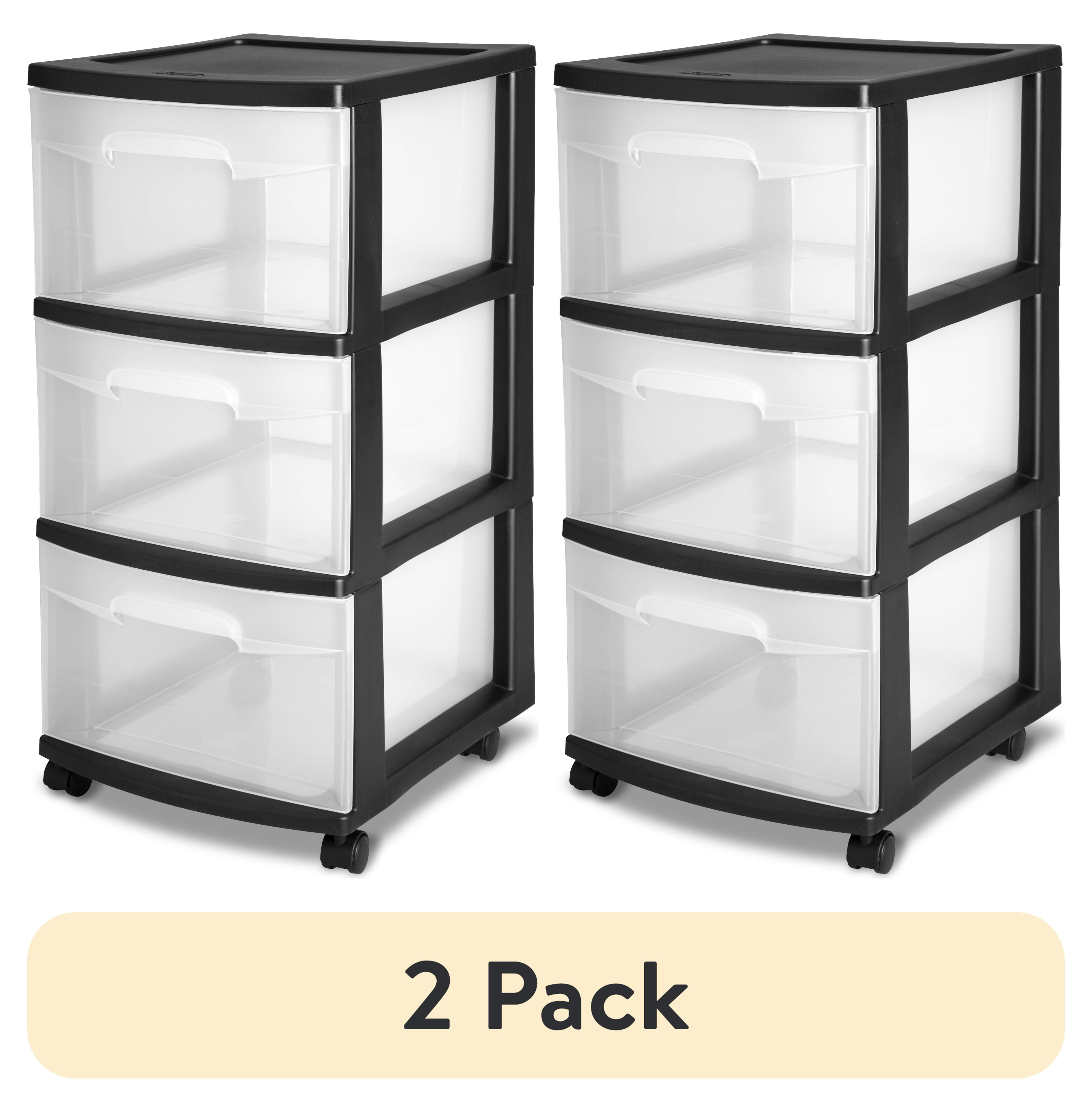 (2 pack) Sterilite Storage Drawer, 3 Drawer Slim Plastic Storage Cart ...