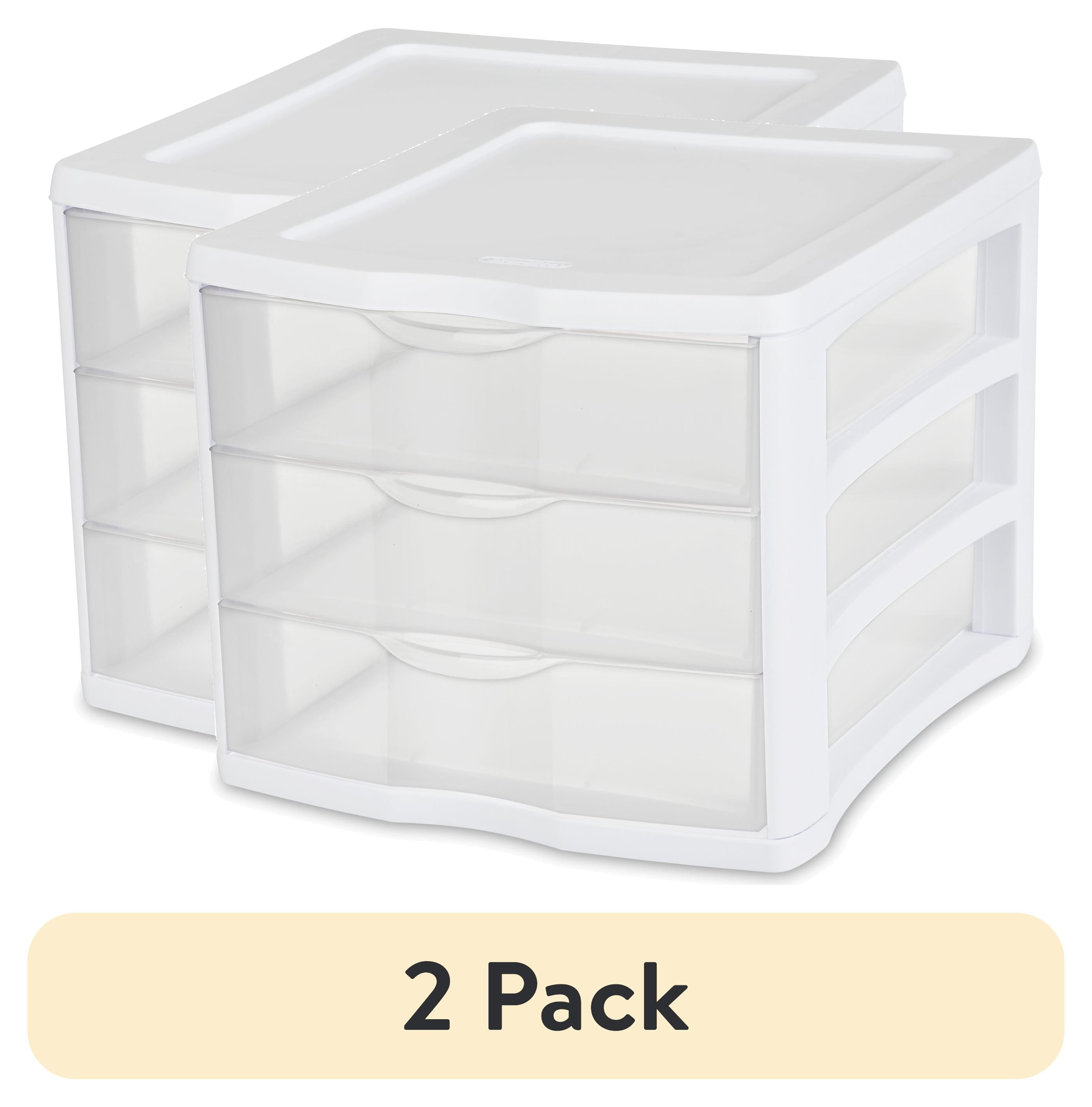 (2 pack) Sterilite 3 Drawer Unit, Clear Plastic Countertop or Desktop ...