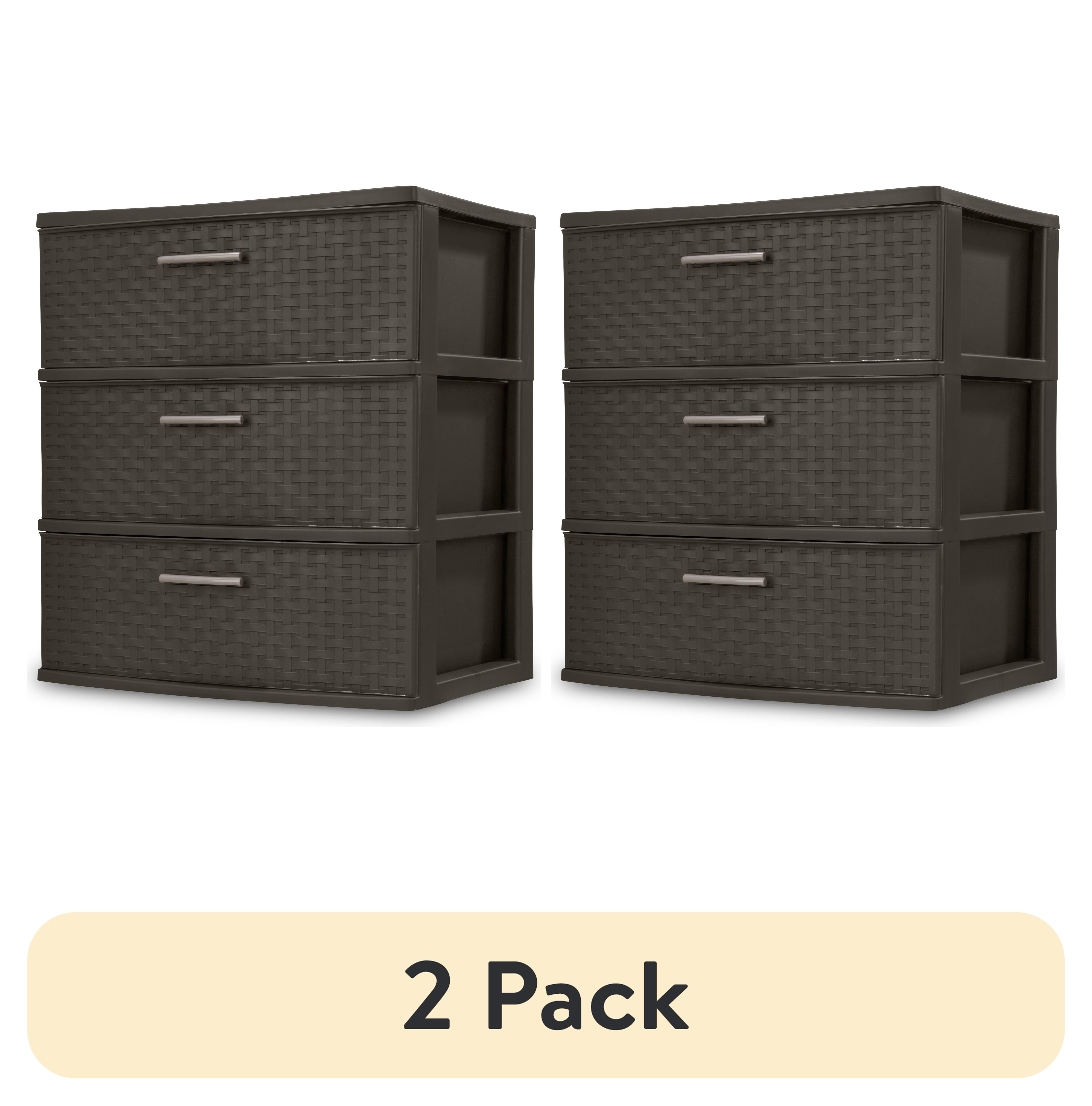 (2 pack) Sterilite 3 Drawer Wide Weave Tower Plastic, Espresso ...