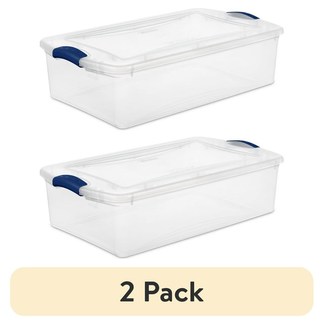 (2 pack) Sterilite Small Storage Bin, 32 Quart Clear Underbed Storage ...