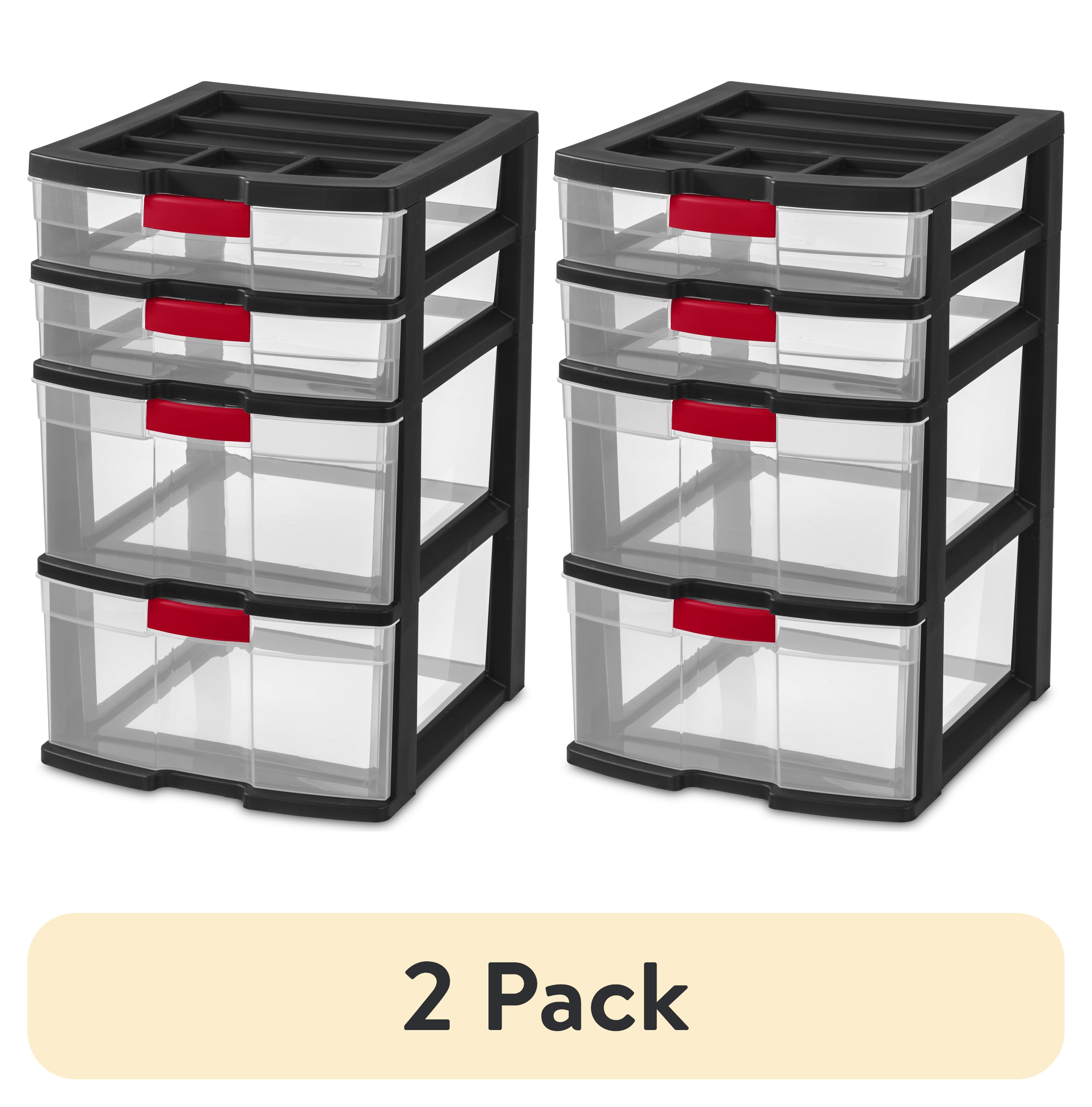 (2 pack) Sterilite 4 Drawer Heavy Duty Locking Tower, Clear Plastic ...