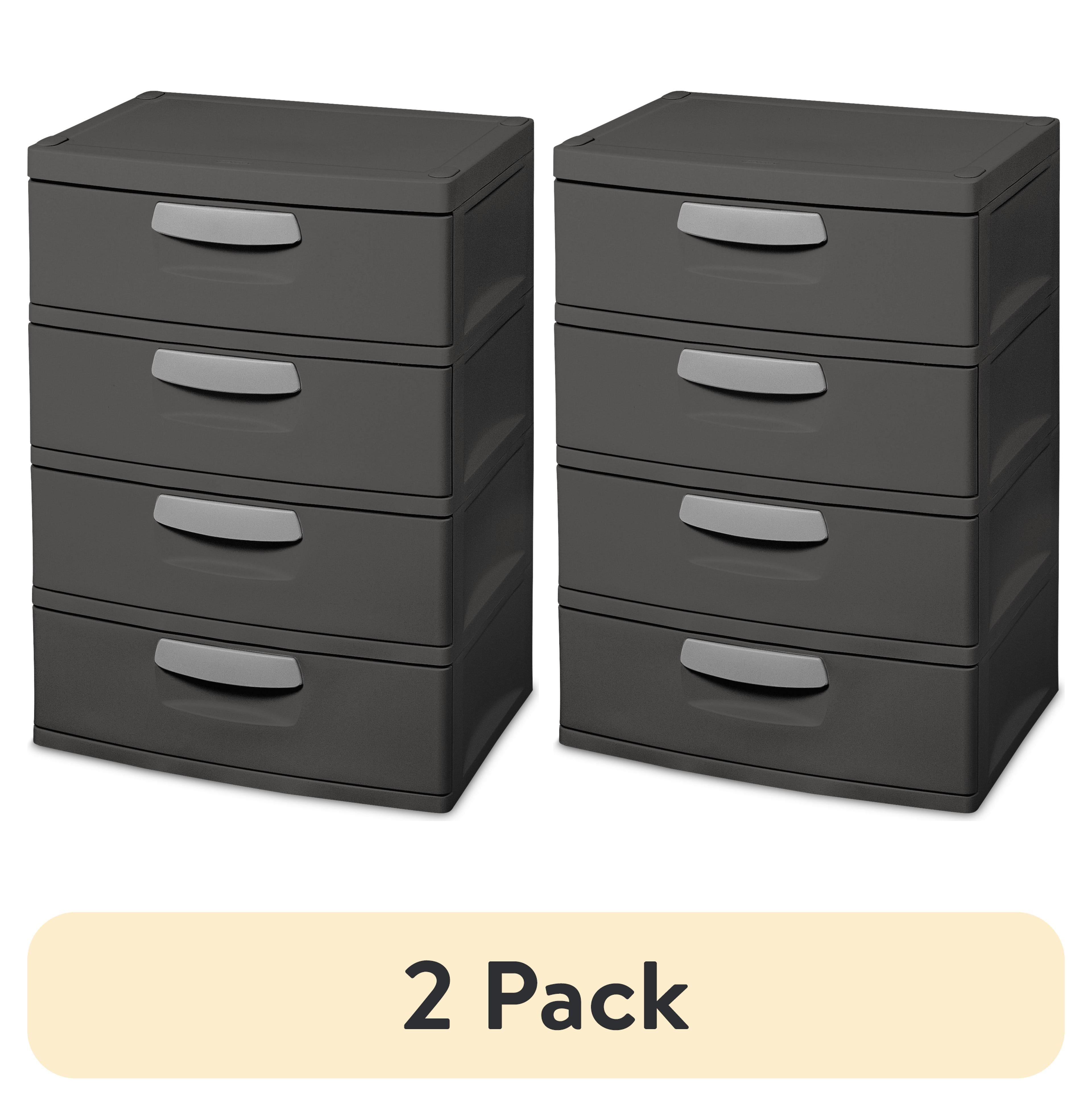 (2 pack) Sterilite 4 Drawer Unit, Durable Plastic Construction, Frame ...