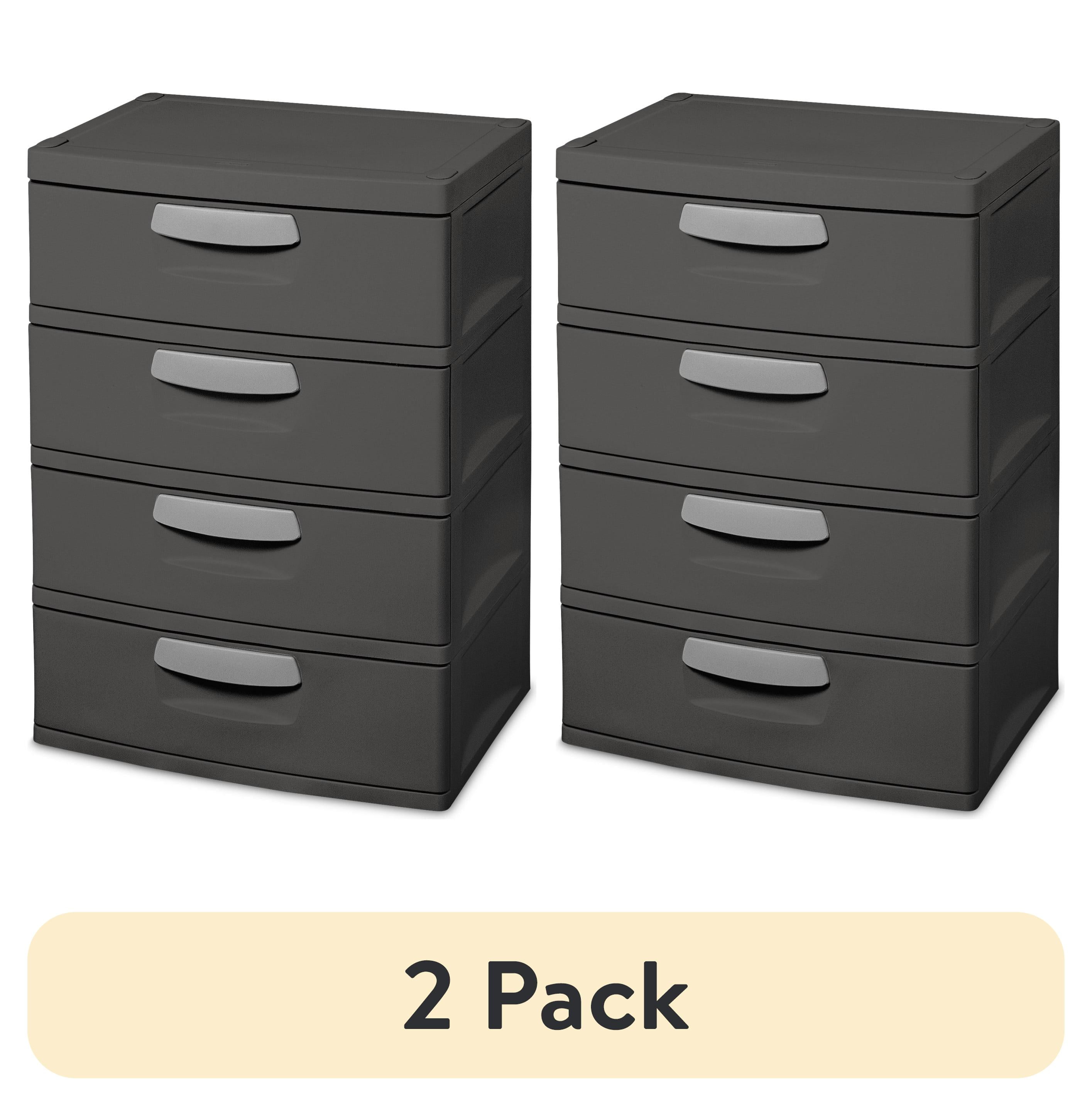 (2 pack) Sterilite 4 Drawer Unit, Durable Plastic Storage Solution for ...