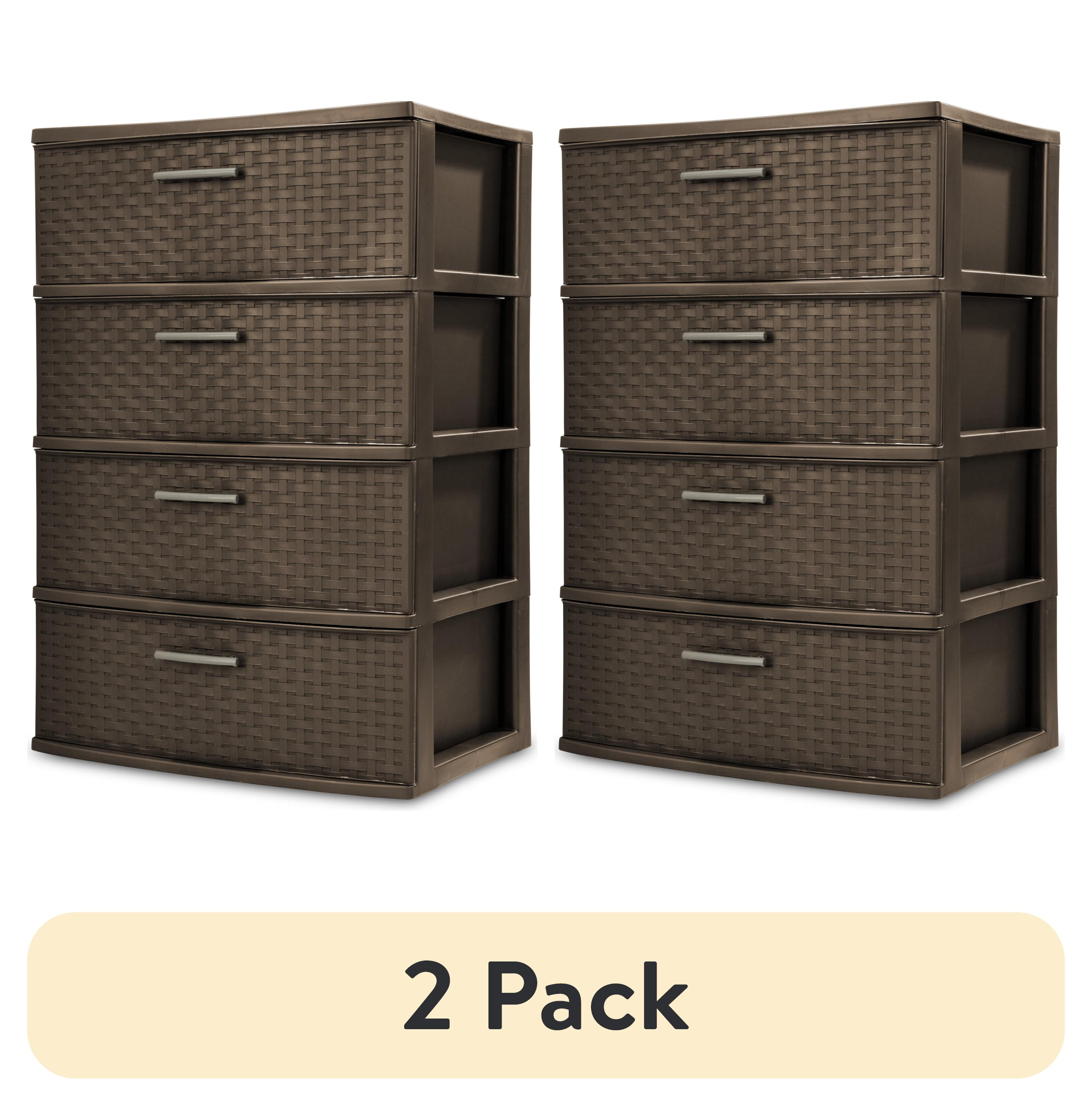 (2 pack) Sterilite 4 Drawer Wide Weave Tower, Plastic Décor Drawers ...