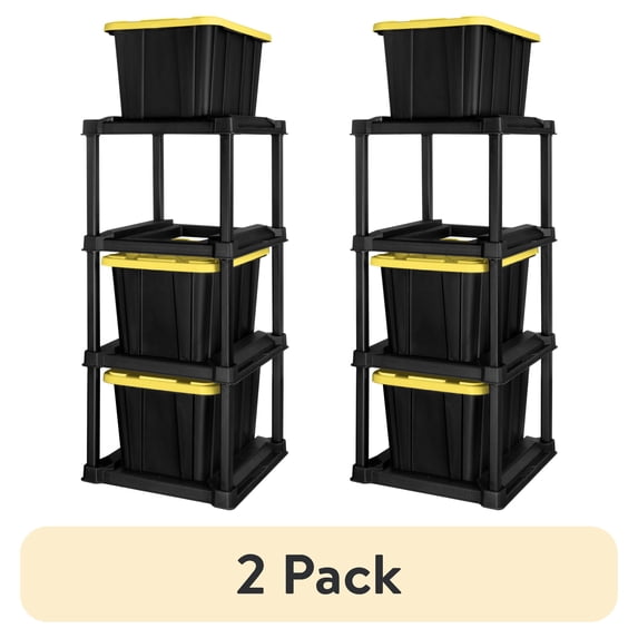 (2 pack) 4 Tier Tote Rack, Holds Four 27 Gallon Industrial Storage ...